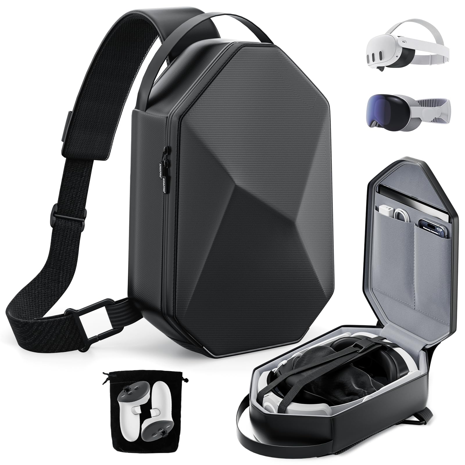 Carrying Case for Meta Quest 3S/Quest 3/Quest 2/Vision Pro/Pico 4, Hard ...