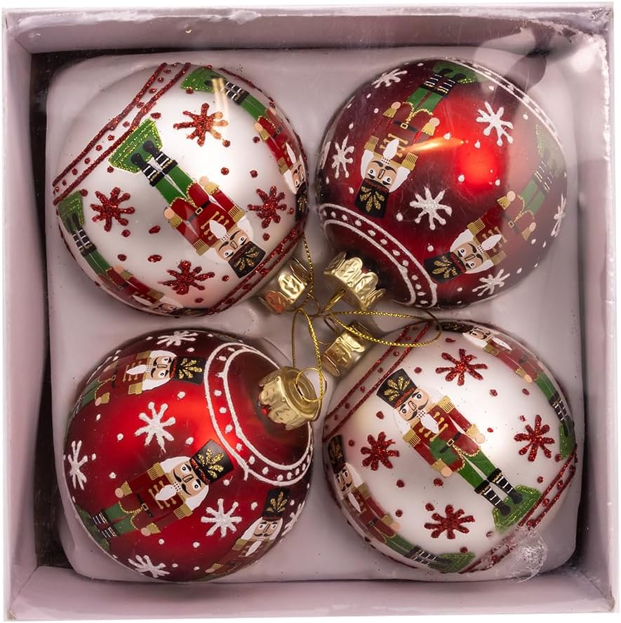 Amazon.com: Kurt Adler 3-inch Glass Nutcracker Design Ball Ornaments ...