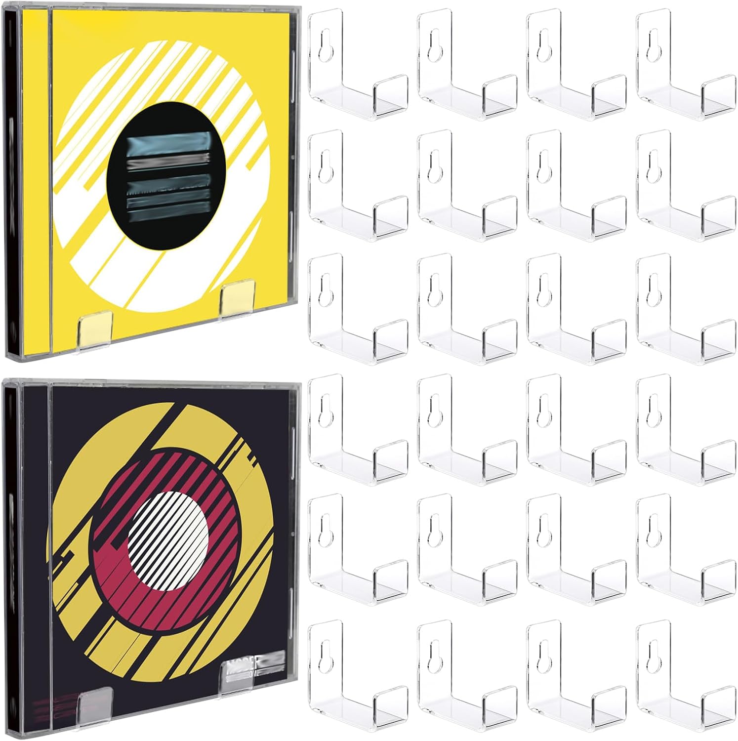 SUMNACON 24 Pcs Acrylic Clear Vinyl Record Display Stand, Wall Mount ...