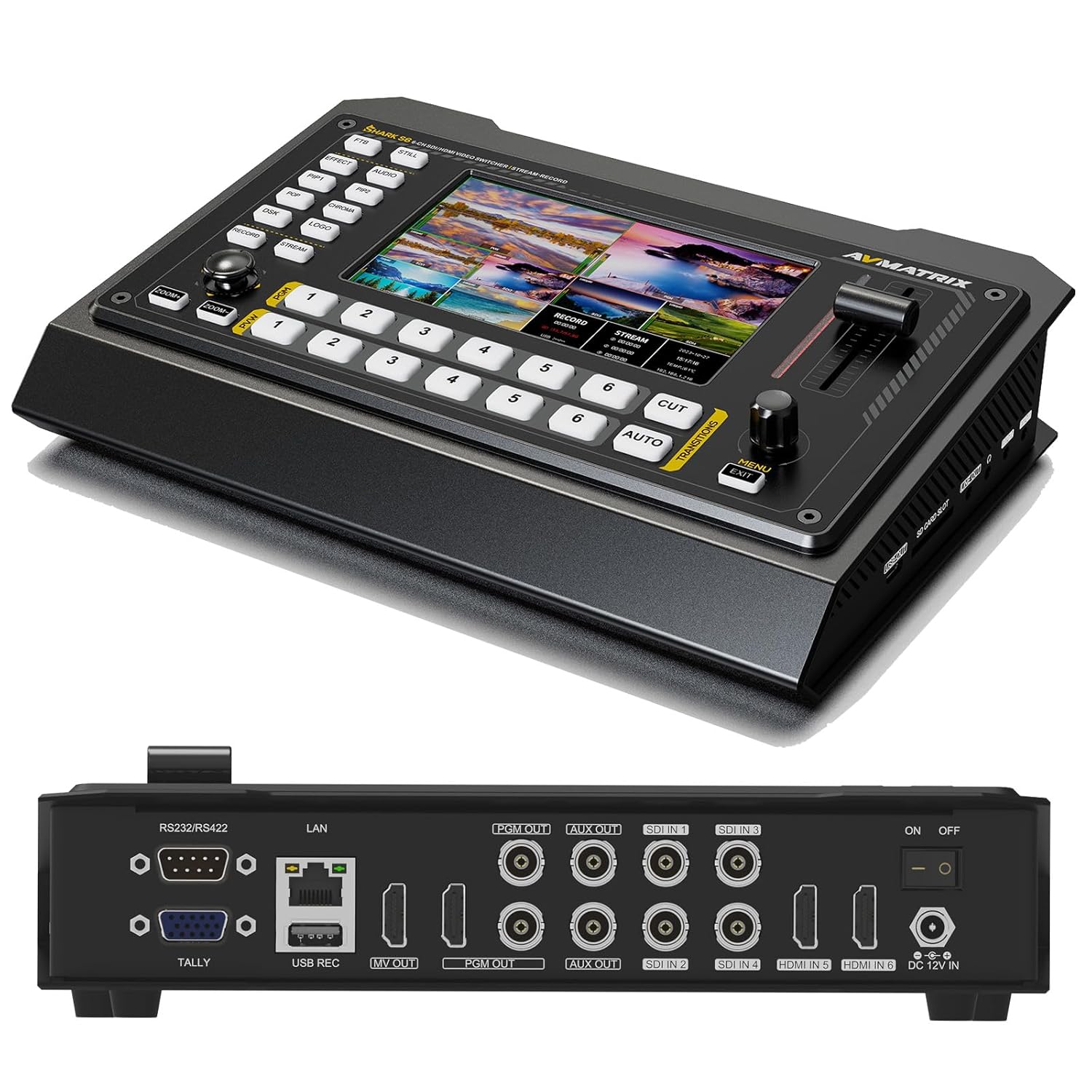 AVMATRIX Shark S6 5 inch Screen Multi-Camera Video switcher, SDI/HDMI ...