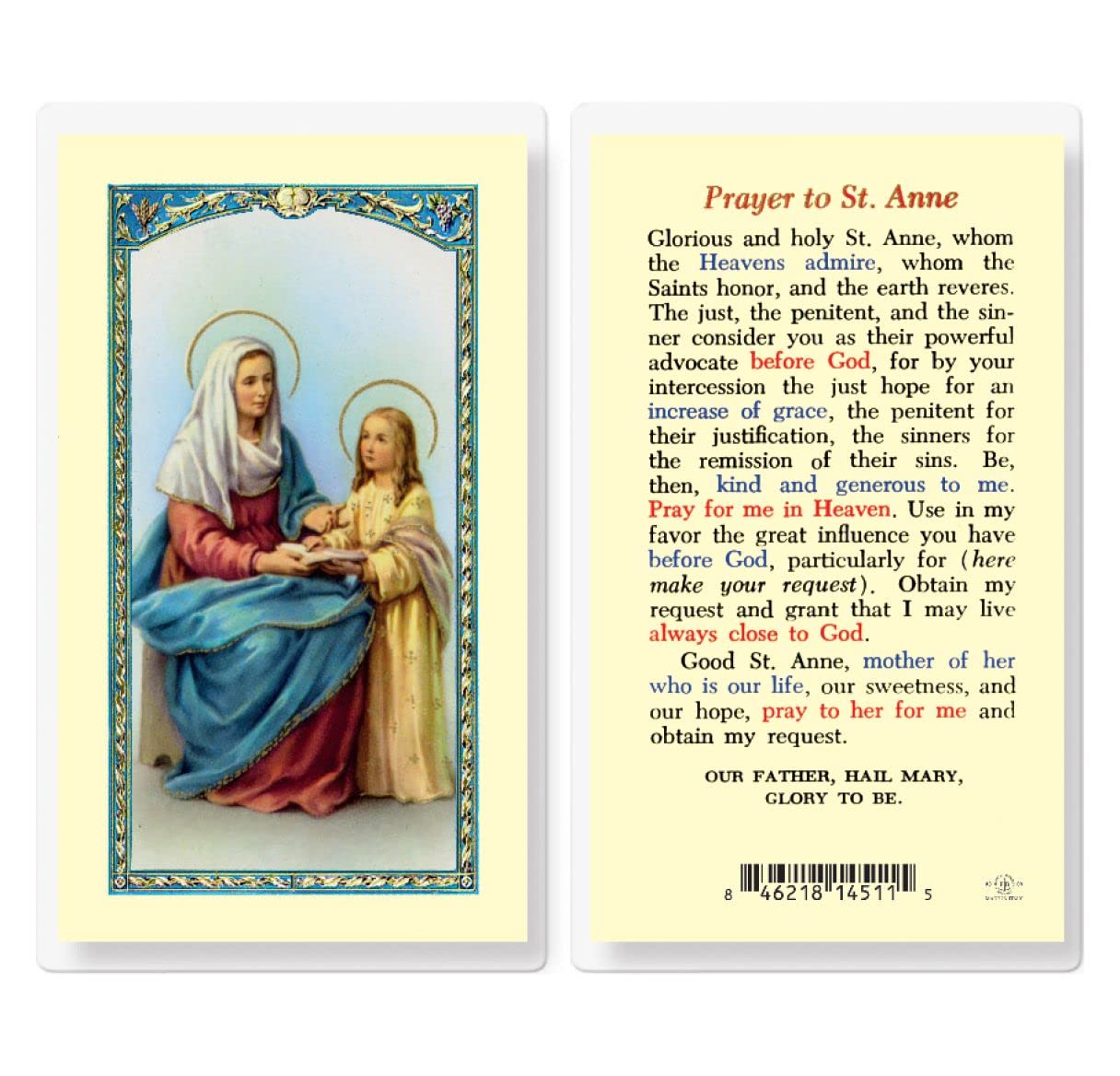 Amazon.com : Prayer to St. Anne Laminated Holy Cards, 25-Count Value ...