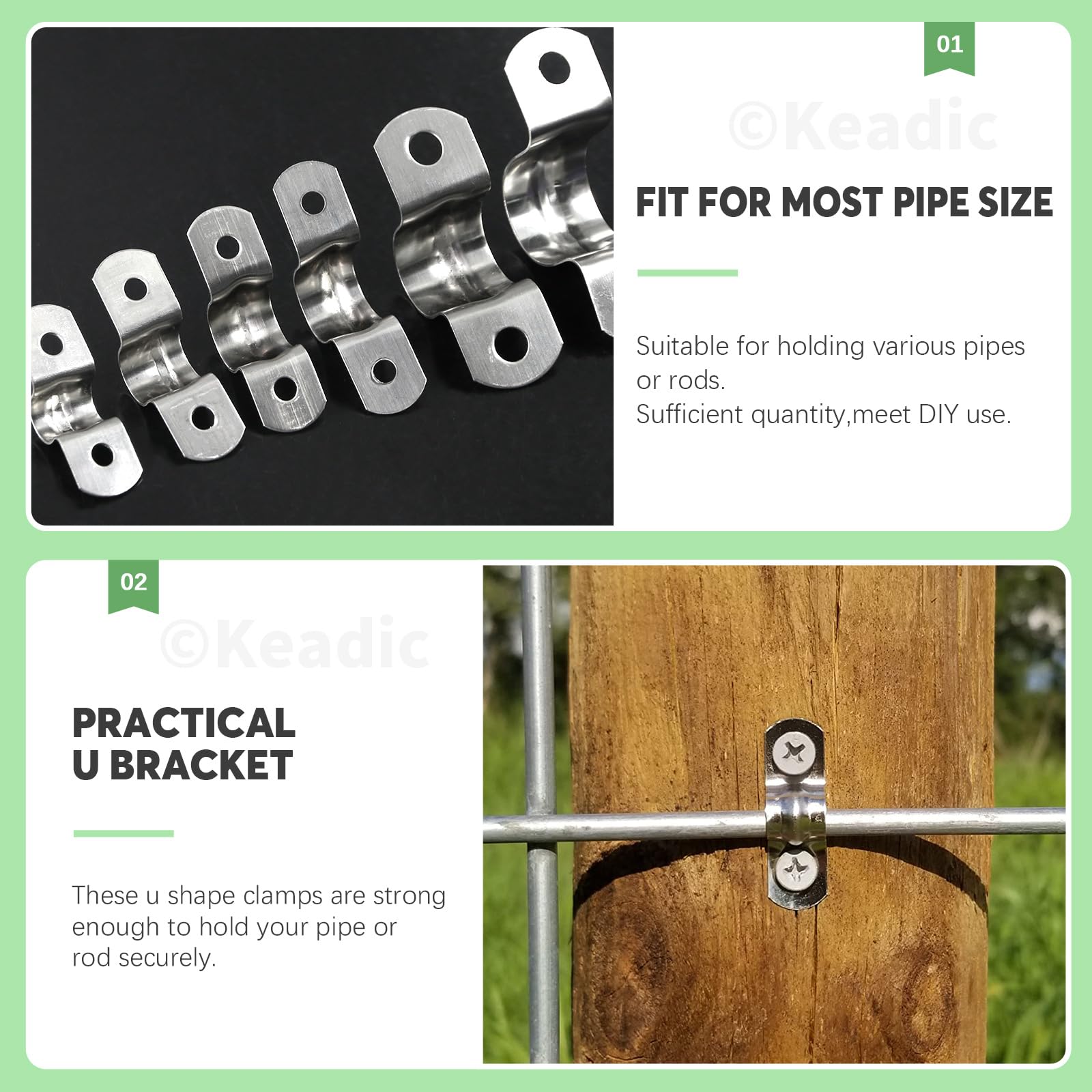 Snapklik.com : Keadic 50Pcs M40 Metric Two Hole Strap U Bracket Tube ...