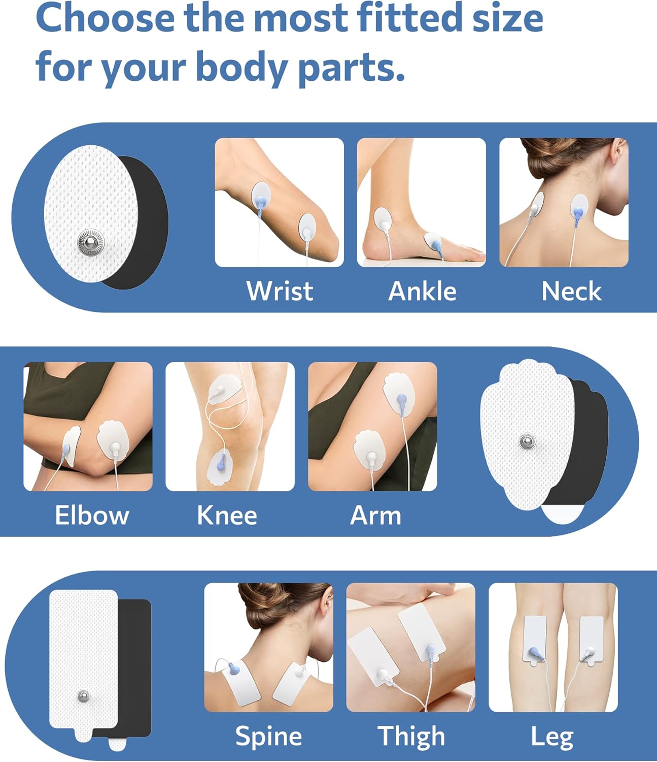 Buy TENS Unit Replacement Pads 10 Packs, Upgraded Reusable Latex Free ...