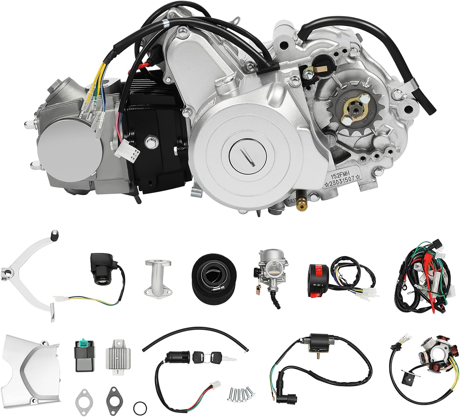 Amazon.com: 125CC 4-Stroke Engine Motor Kit Semi-Auto 3 Speed Go Kart ...