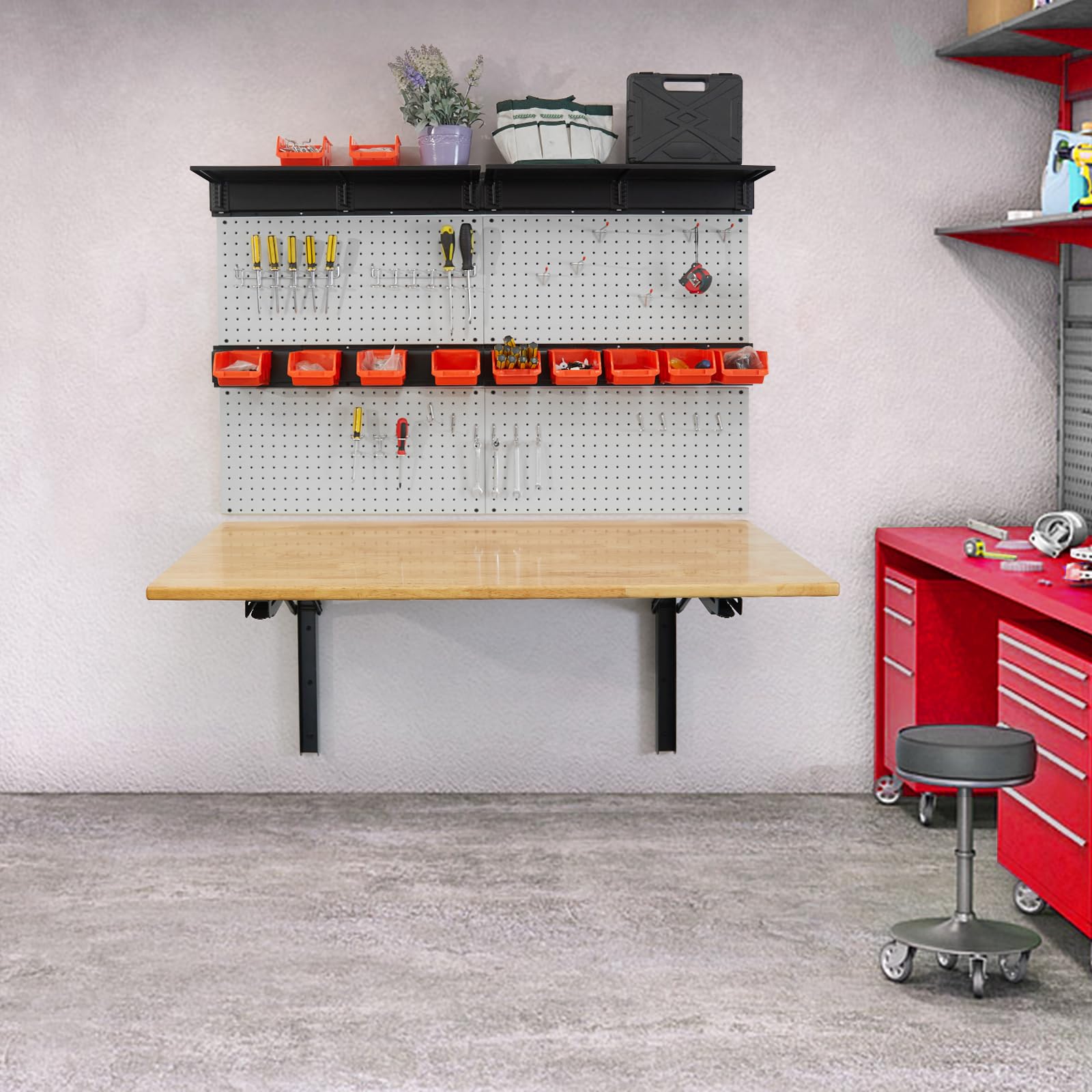 Snapklik.com : 48 Wall Mounted Workbench, Heavy Duty Adjustable Folding ...