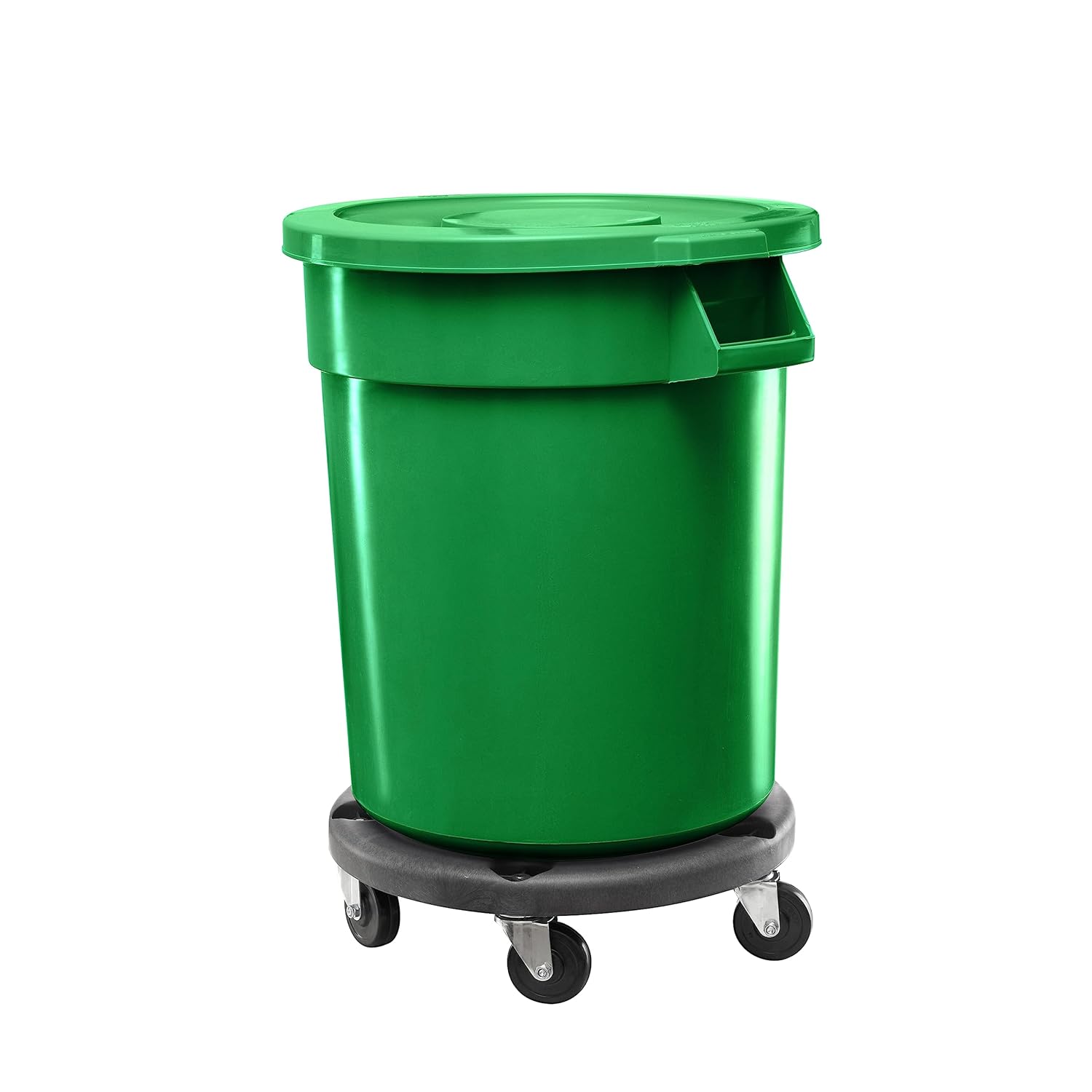 Bote de basura comercial redondo verde de 20 galones con tapa y ...