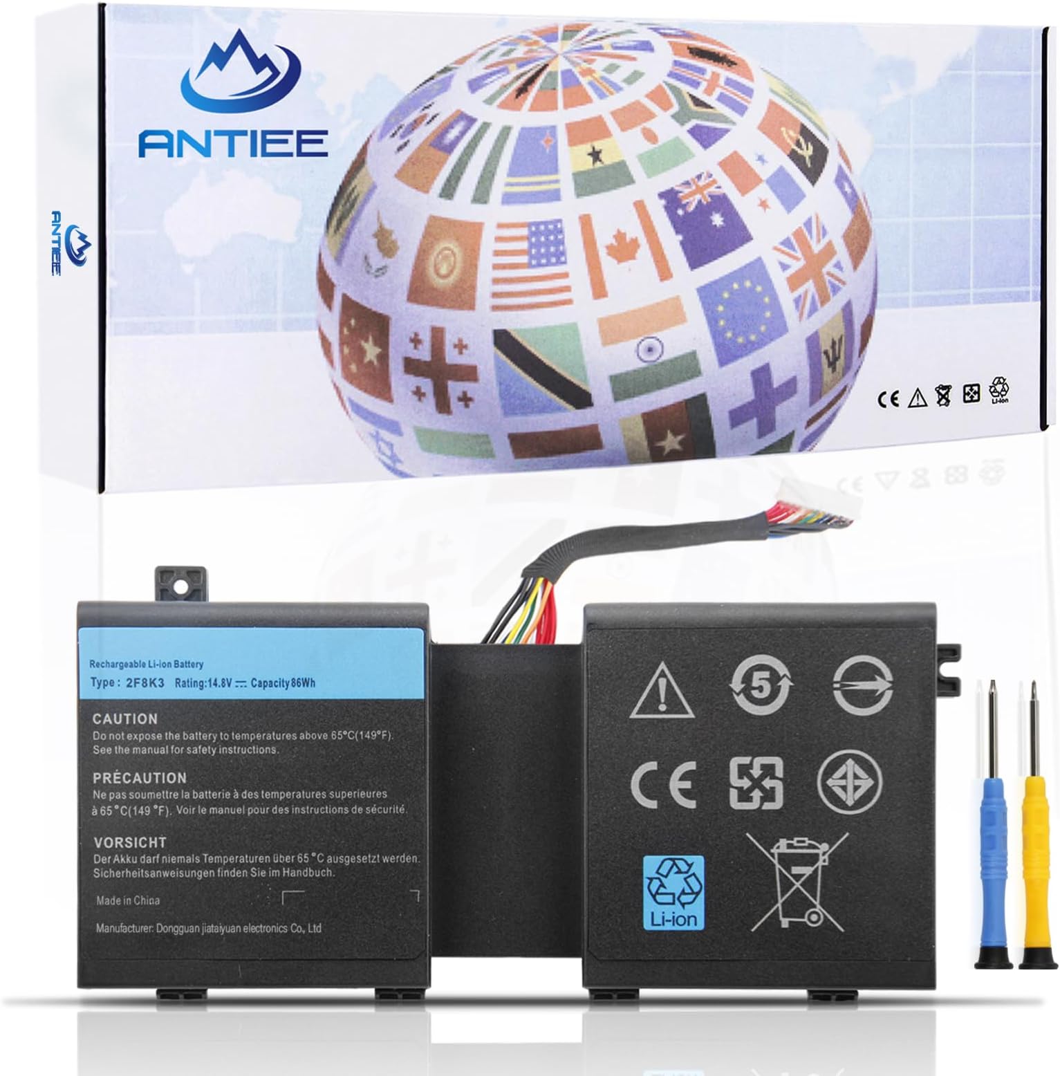 Amazon.com: ANTIEE 2F8K3 Laptop Battery for Dell Alienware 17 R1 17X ...