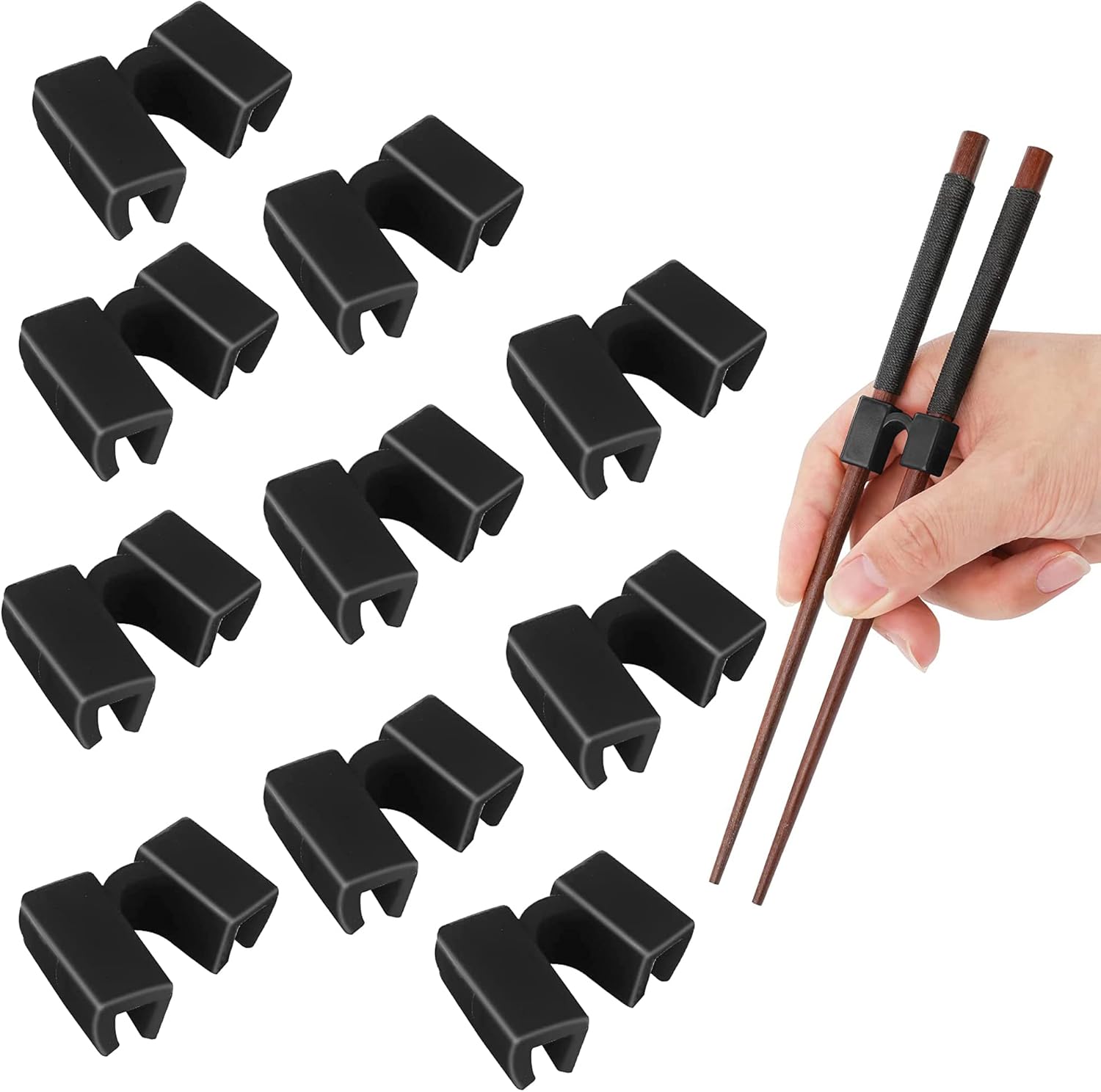 Yeesabella 10 Pieces Reusable Chopsticks Helpers Easy Chopstick ...