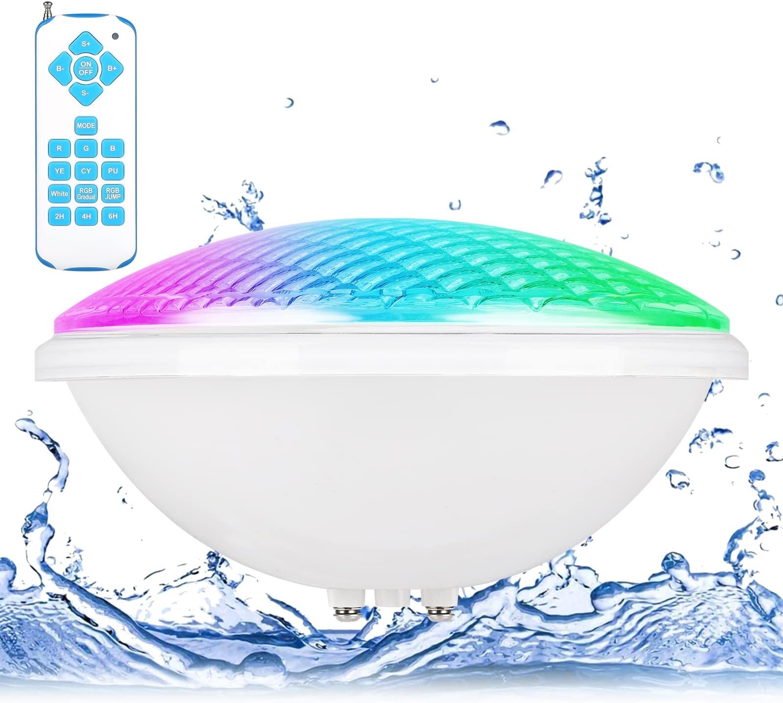 KWODE Éclairage à la piscine LED PAR56, 36W RGB Éclairage de la piscine ...