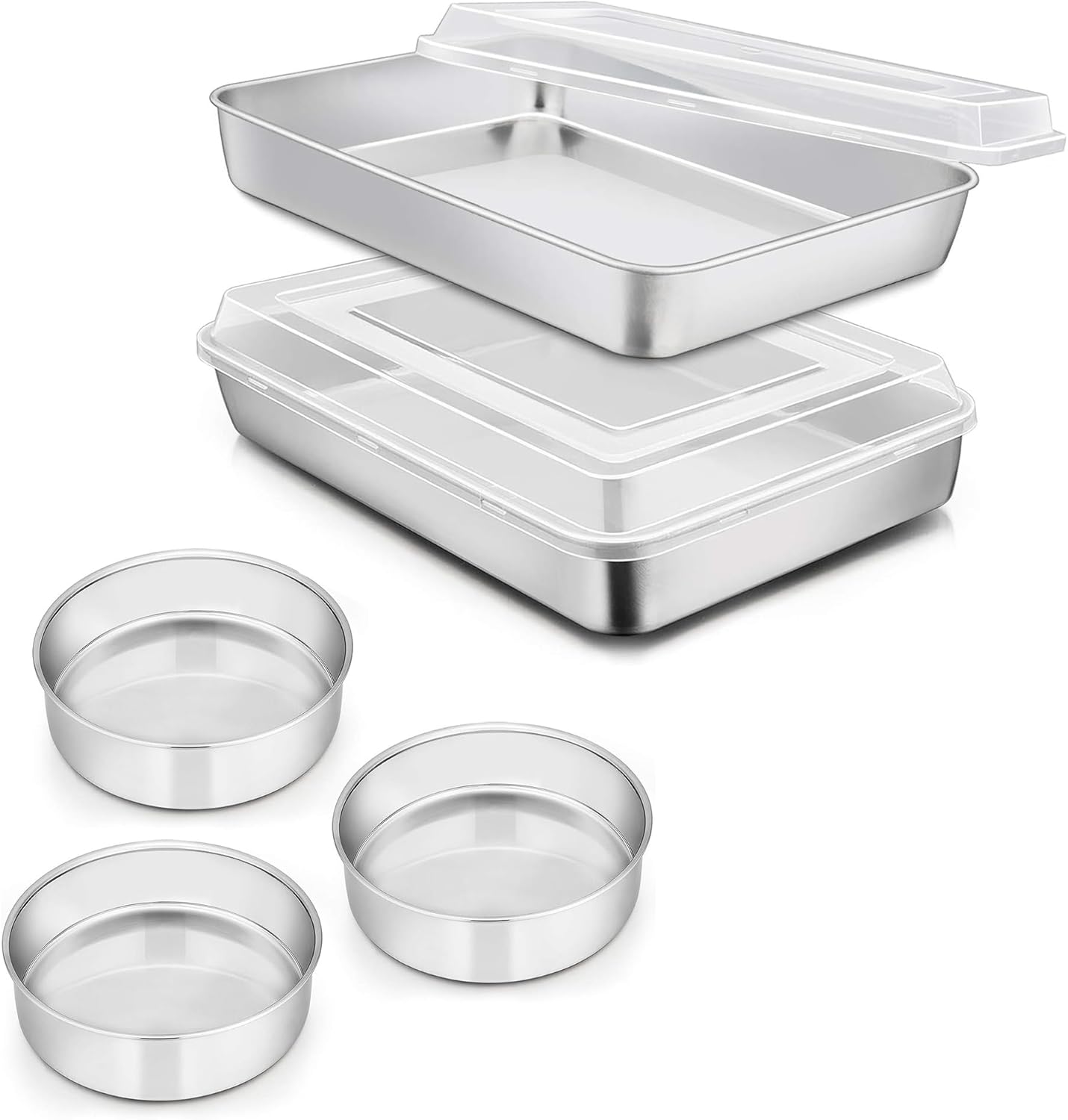 Amazon.com: E-far Stainless Steel Baking Pan with Lid and 6 Inch Cake ...