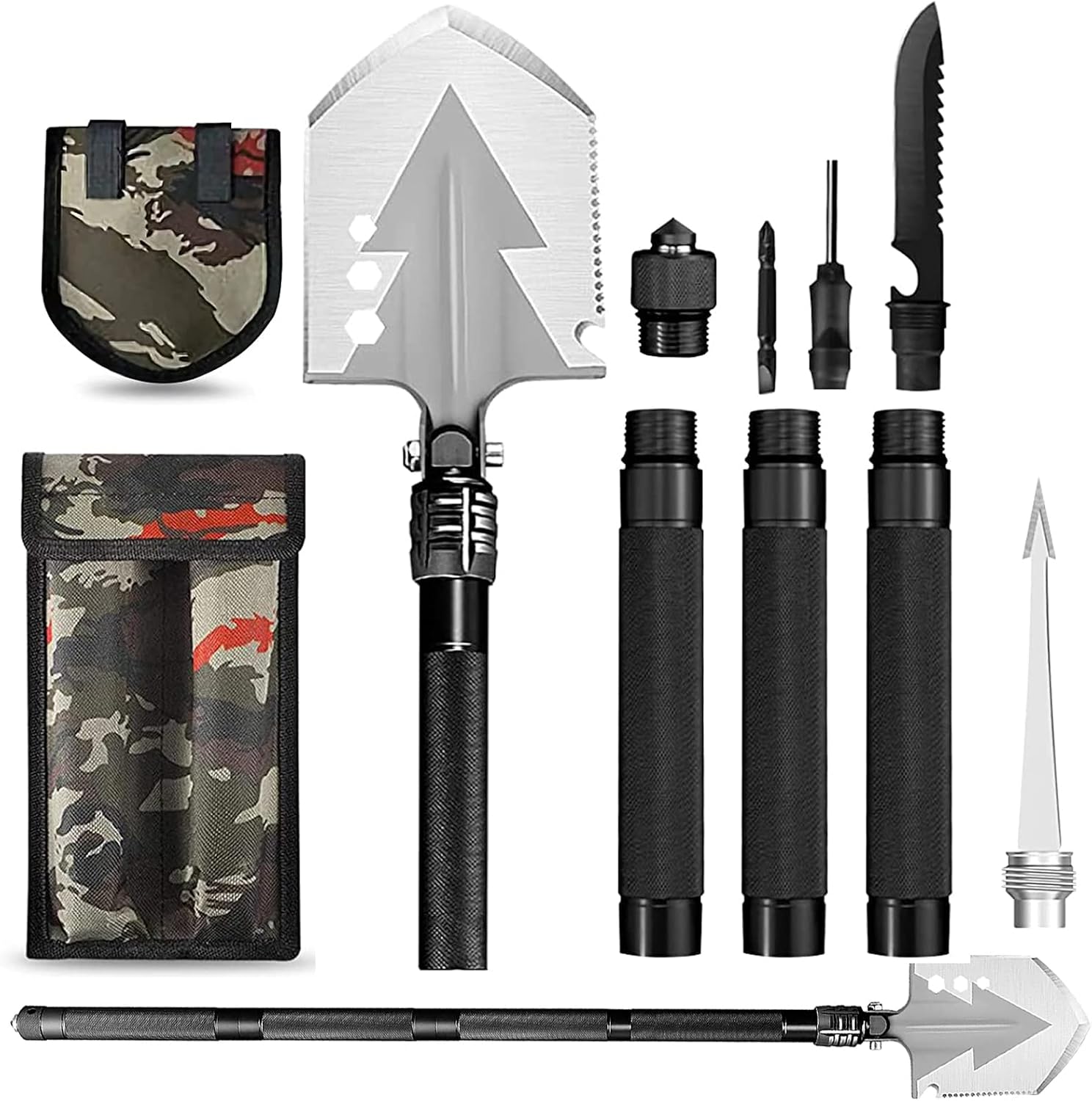 Amazon.com : KOMCLUB Camping Shovel Multitool Outdoor 37.40 Inch ...