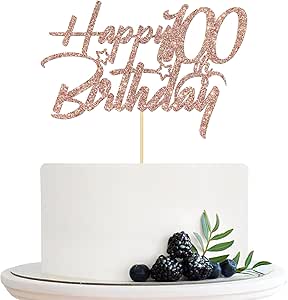 Amazon.com: Halodete Happy 100th Birthday Cake Topper, 100 Years Old ...