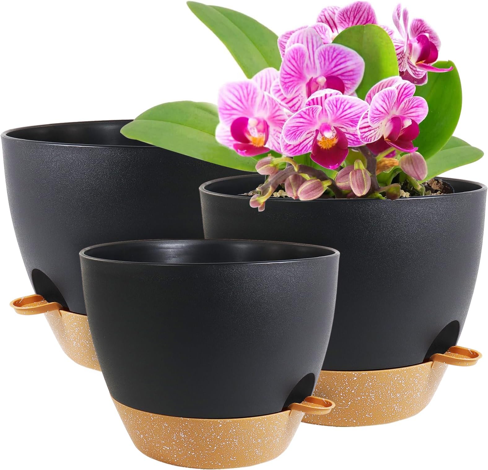 Amazon.com: Beyoogeem 10/9/8 inch Self Watering Pots, 3 Pack Plastic ...