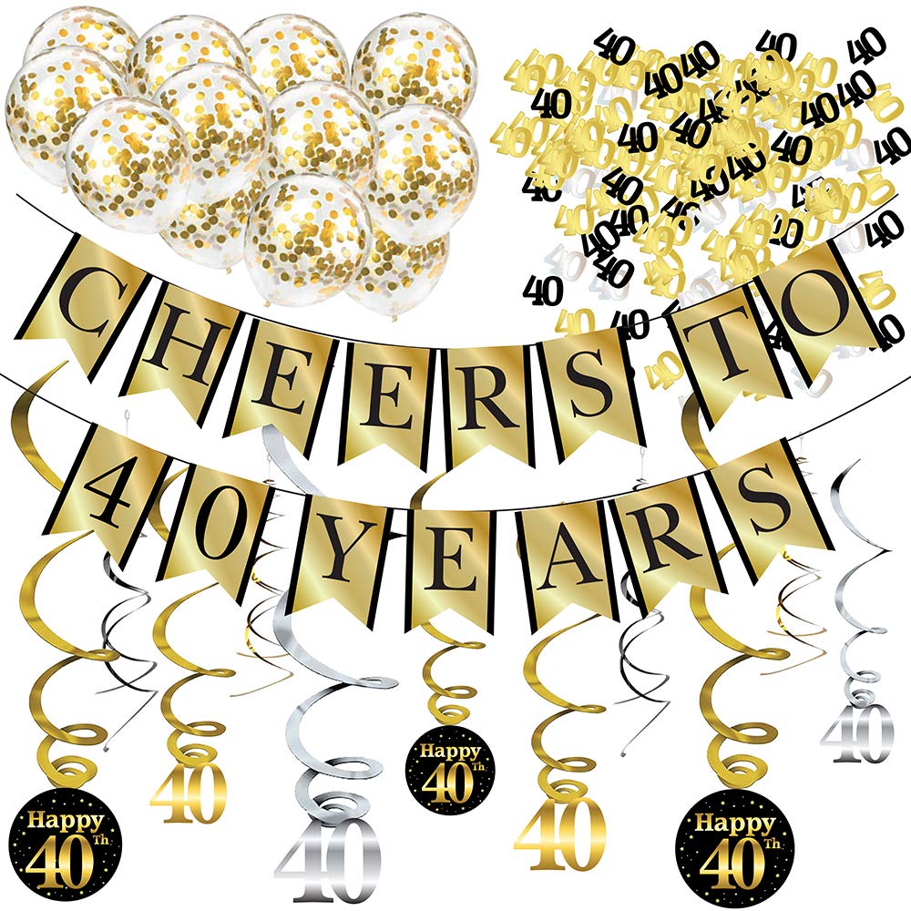 Buy 40th Birthday and Anniversary Decorations Party Pack - Cheers to 40 ...