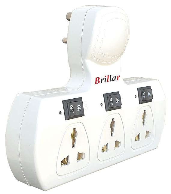 Brillar Multiplug Extension Board with 3 Sockets, Individual Switches ...