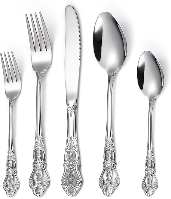 Amazon.com | Gorgeous Retro Royal Silverware Set For 8,OIULO 18/0 ...