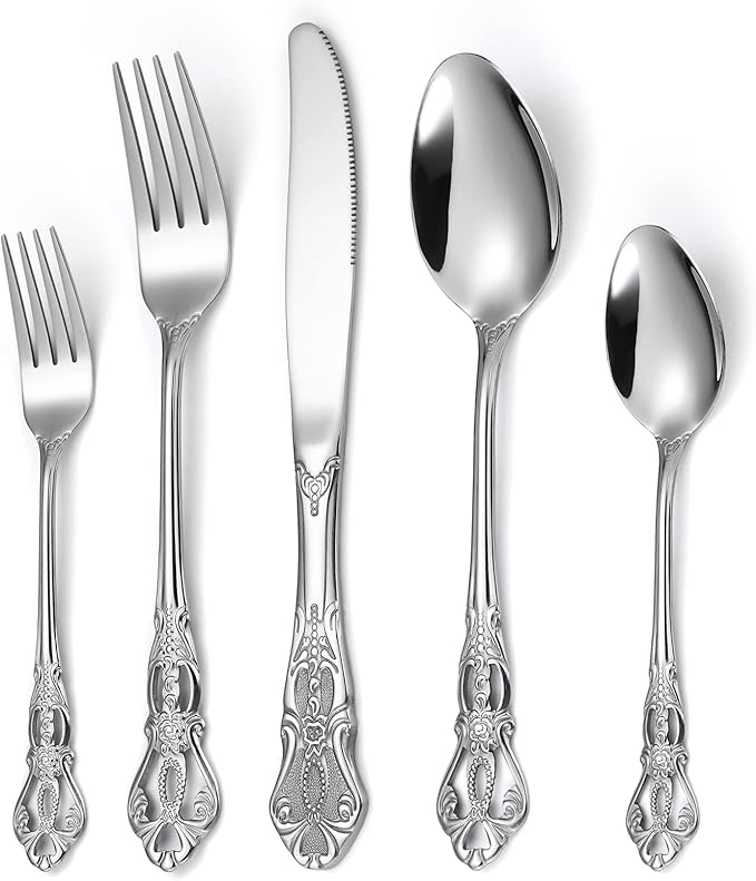 Amazon.com | Gorgeous Retro Royal Silverware Set For 8,OIULO 18/0 ...
