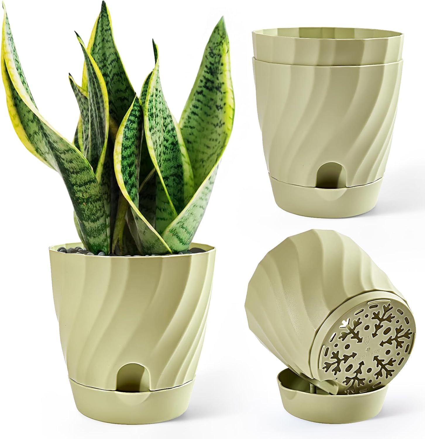 Amazon.com : Etvski 6 Inch Plant Pot, 4 Pack Plastic Pots for Indoor ...