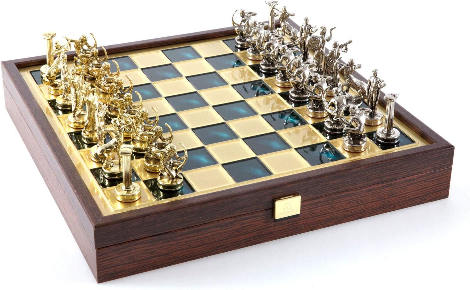 Amazon.com: Manopoulos Hercules Chess Set - Brass&Nickel - Wooden case ...