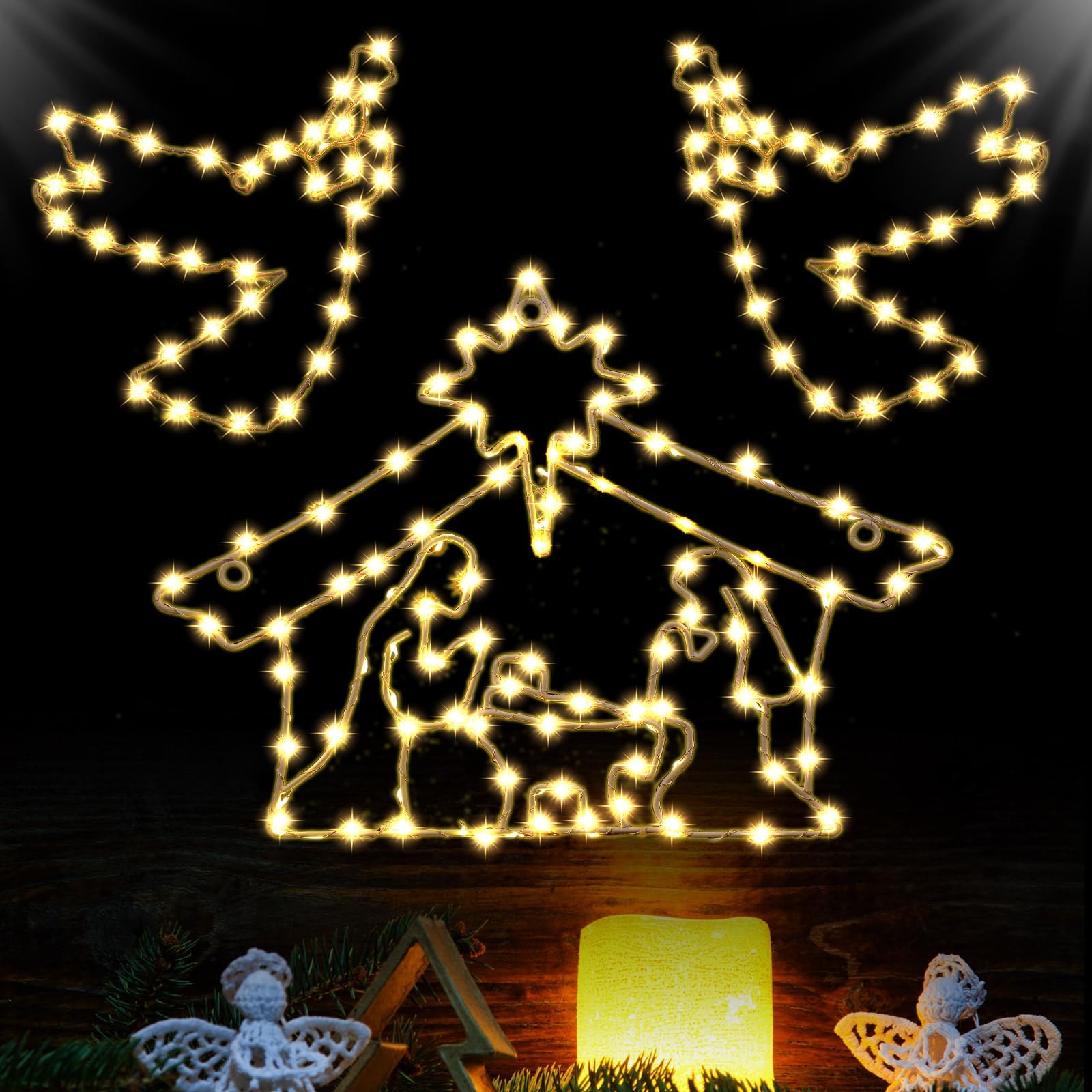 Amazon.com: Tujoe 3 Pcs Christmas Window Silhouette Light Battery ...