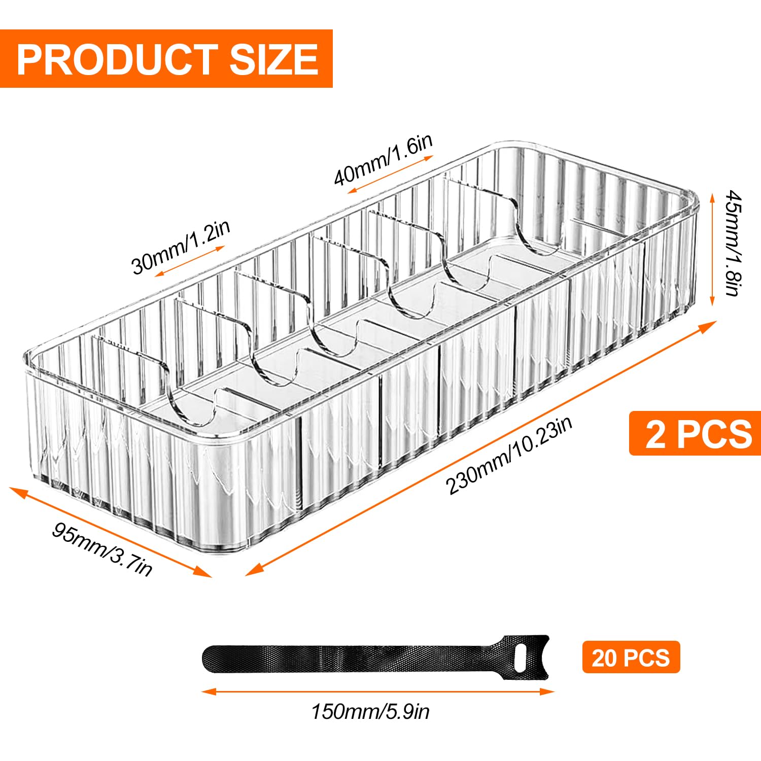 2-pack Cable Organiser Box, 2 Transparent Cable Storage Boxes + 20 ...