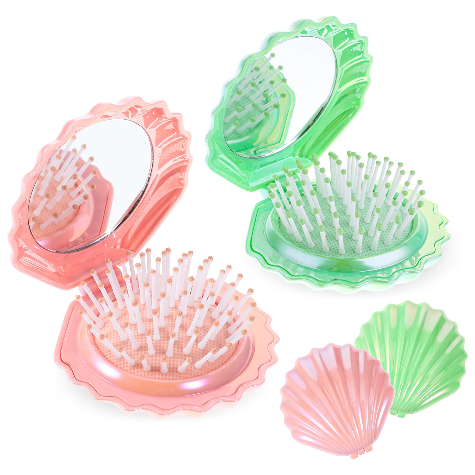 Amazon.com : 2pcs Metallic Shinning Finish Shell Shape Folding Travel ...