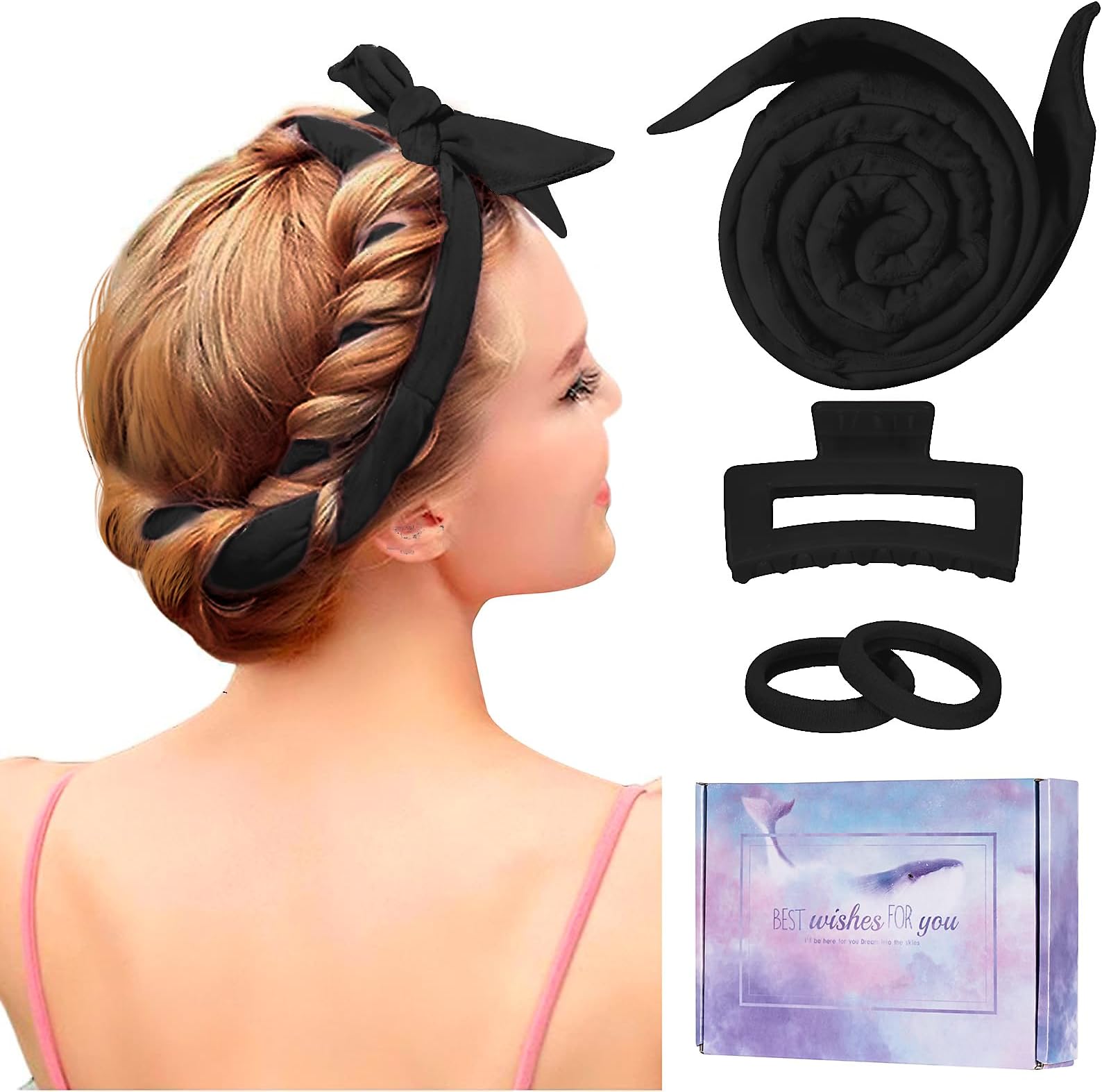 Amazon.com : Heatless Hair Curler, Natural Wave Heatless Curling Rod ...