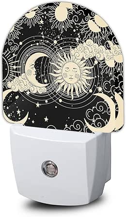 AOWULA Moon and Sun Night Light,Night Lights Plug into Wall Decor for ...