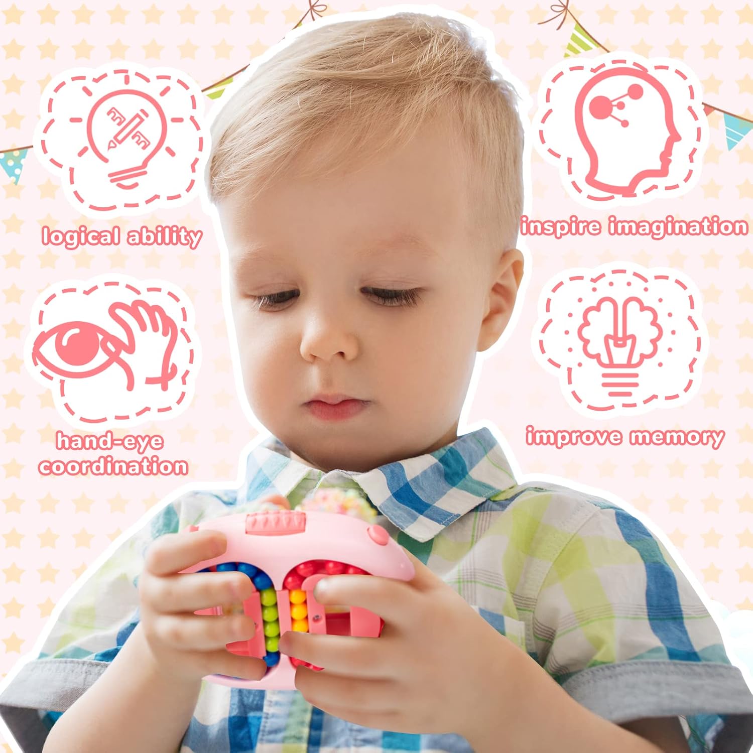 pearoft Magic Bean Fidget Toys Educational Toys Rotating Finger Cube ...