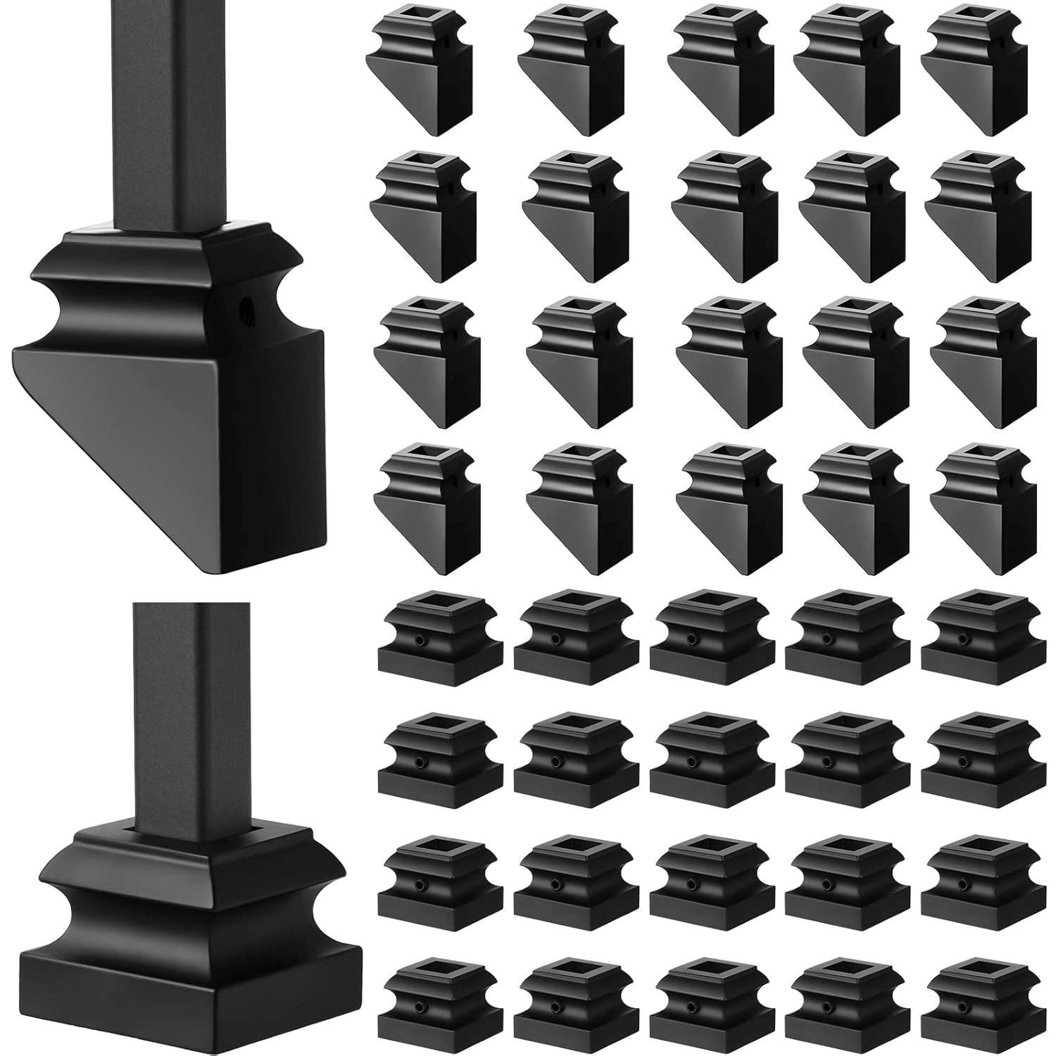 Dunzy 40 Pcs Iron Baluster Shoes, Flat & Slant, 1/2 Inch Square ...