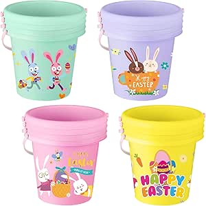 Amazon.com: 20 Pcs Plastic Easter Basket with 20 Sheets Stickers for ...