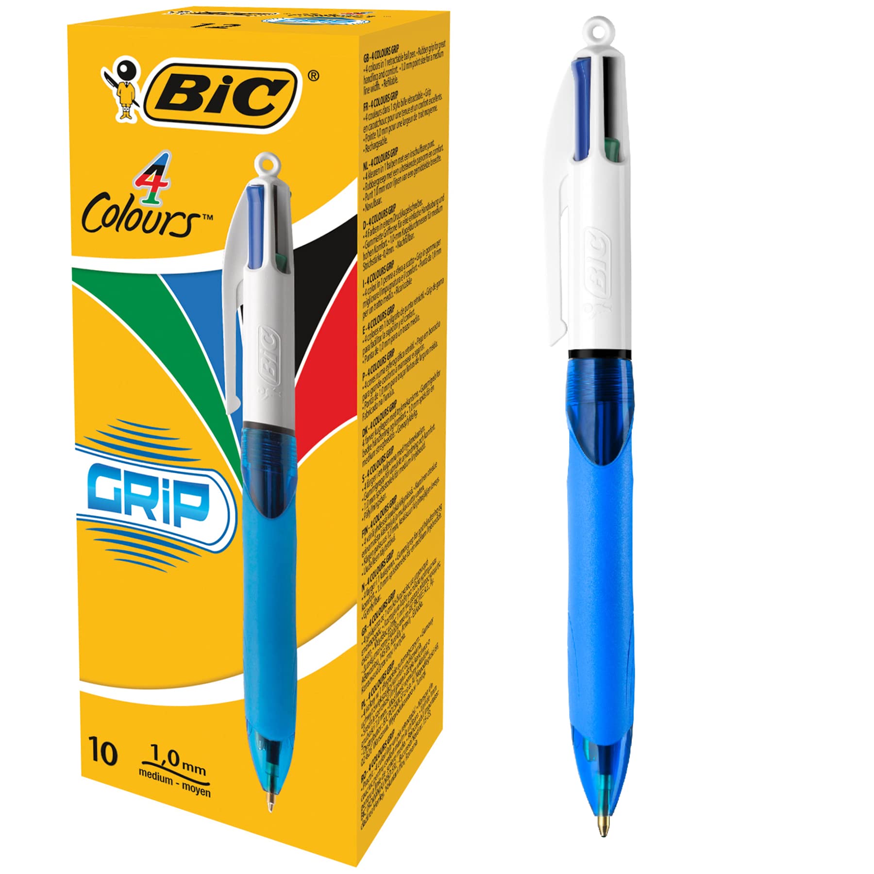BIC 4 Color Grip Original Ballpoint Pen, Bulk Pack of 10: Medium Point ...