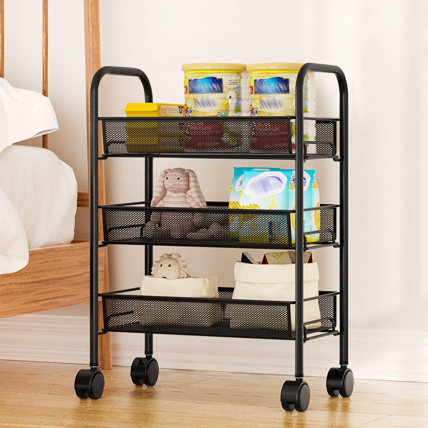 GFDGH Rollwagen Aufbewahrungswagen mit 3 Ebenen Küchenwagen für mit ...