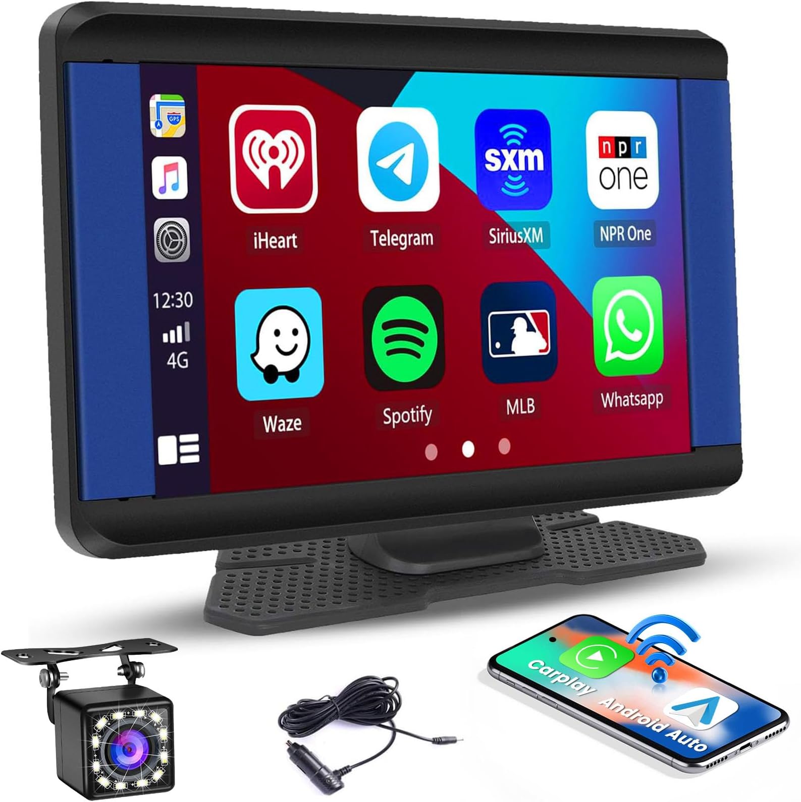 Autoradio Bluetooth 1 Din avec Apple CarPlay Android Auto sans Fil, 7 ...