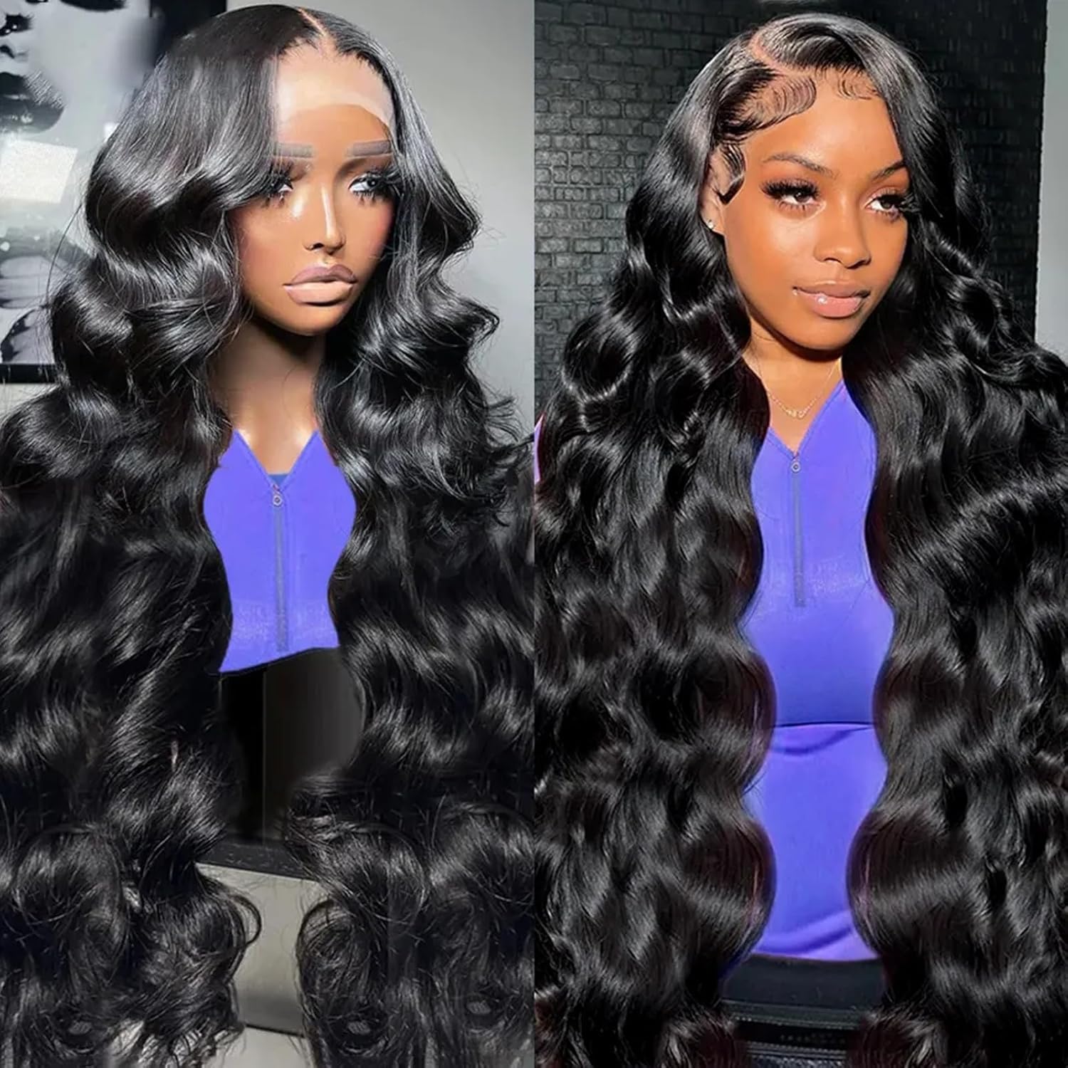 Amazon.com : Dorashion Drak Blue Lace Front Wigs Human Hair 13x4 HD ...