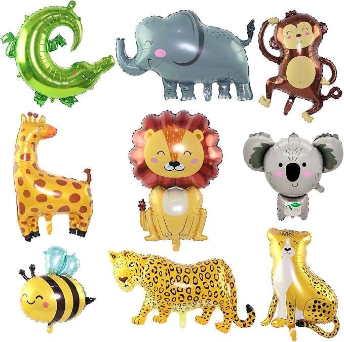 Amazon.com: Safari Animal Balloons Set - 9 Giant Jungle Balloons (25 ...