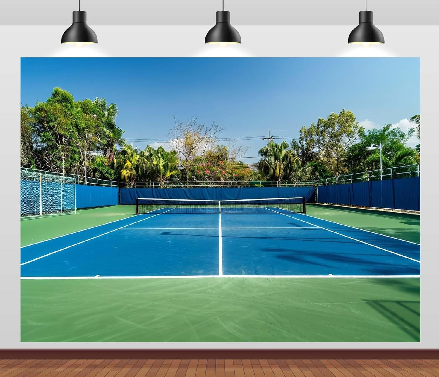 Amazon.com : CORFOTO 7x5ft Empty Tennis Court Backdrop Blue and Green ...