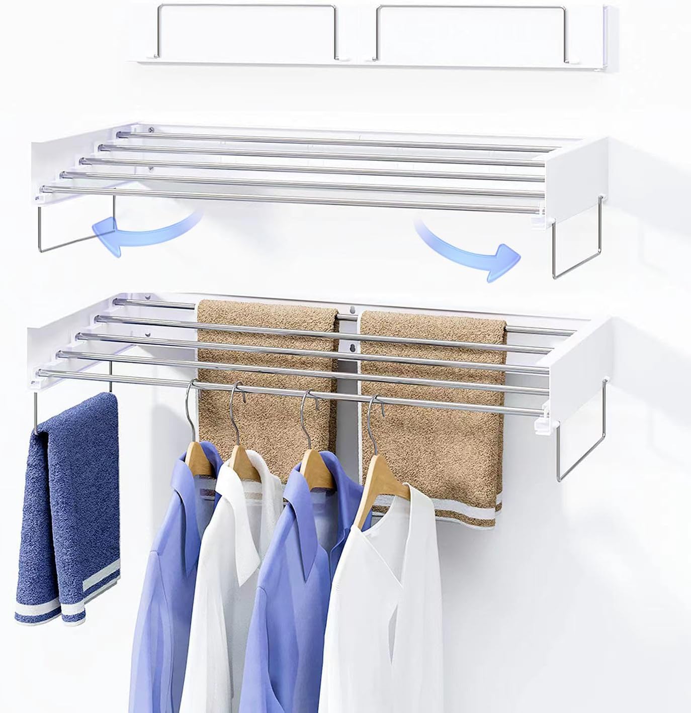 Amazon.com: Wall Mounted Laundry Rack, Collapsible Clothes & Towel ...