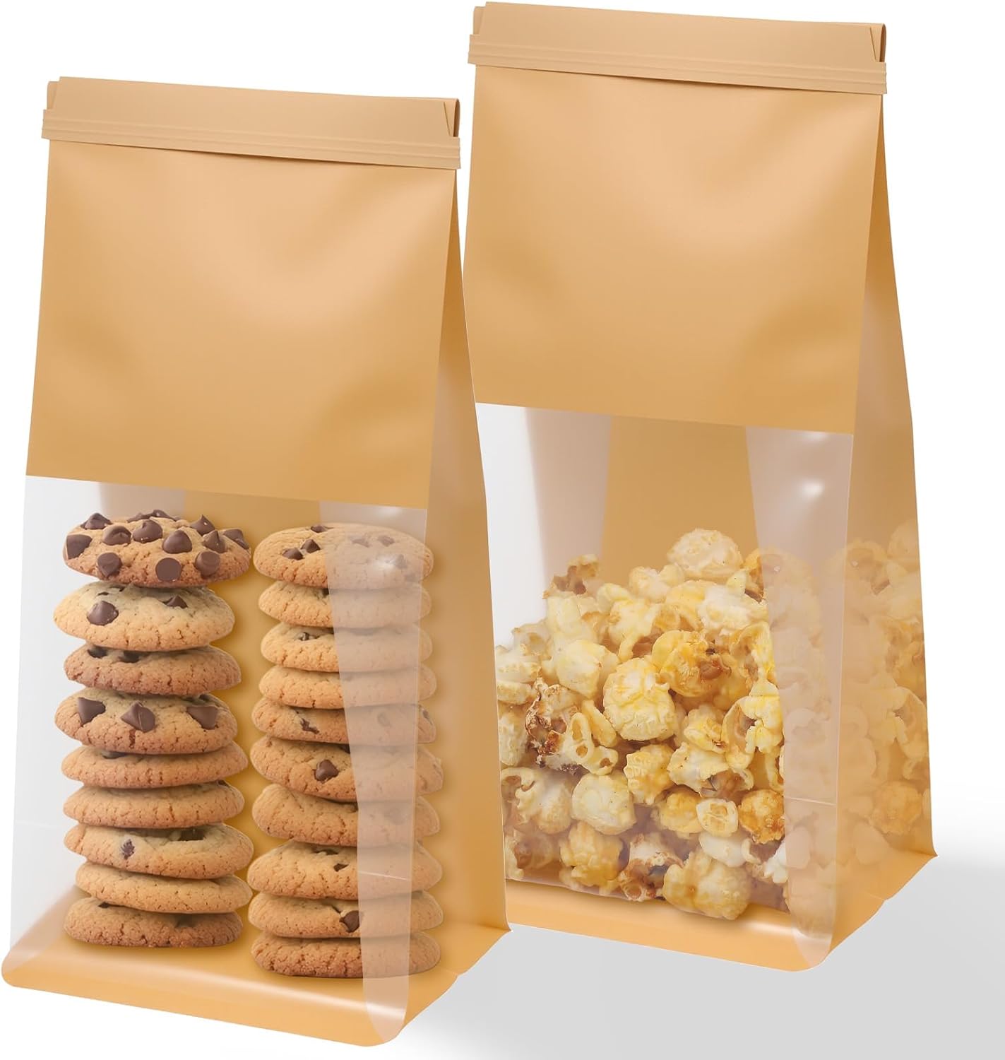 Amazon.com: 100 Pack Bakery Bags with Window, 5.1 x 3.9 x 11 Inches ...