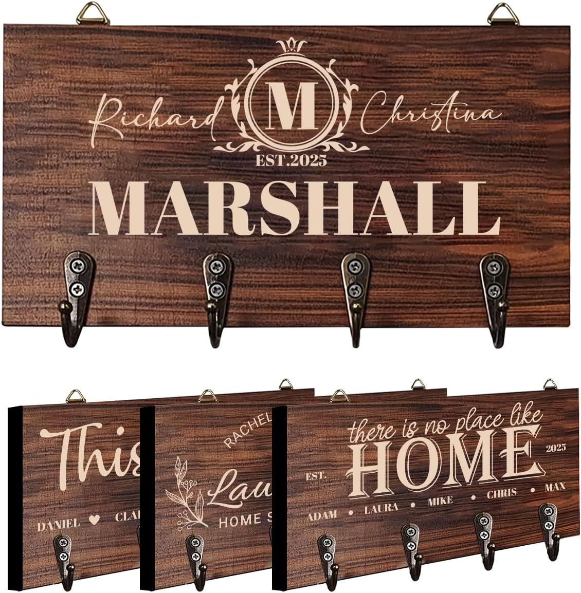 Amazon.com: WOWTIFY Personalized Key Hanger Holder for Wall with Family ...