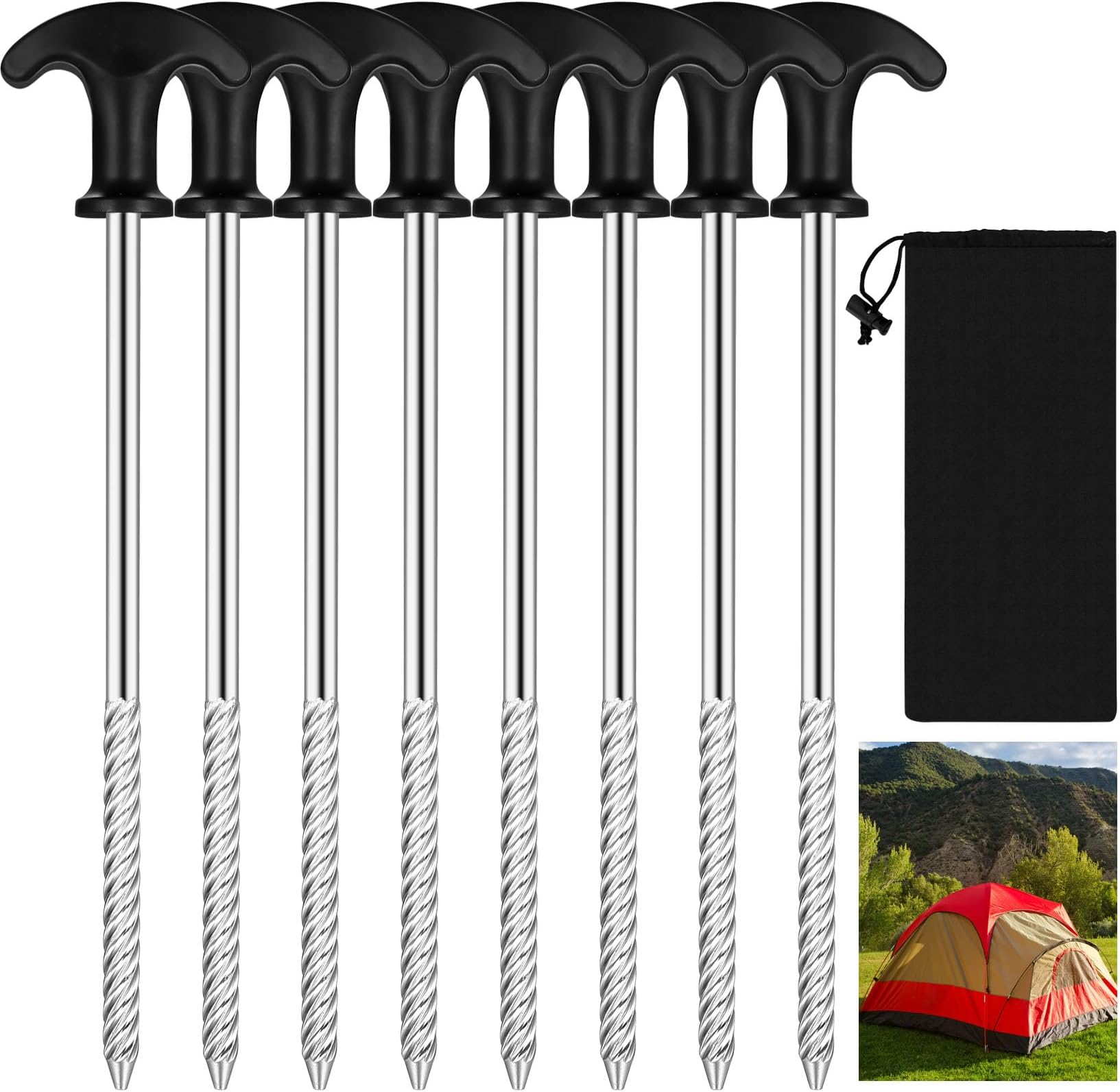 Realtopdo 10Stk. Drehbare Zeltheringe mit Gewinde aus Stahl, 20cm ...