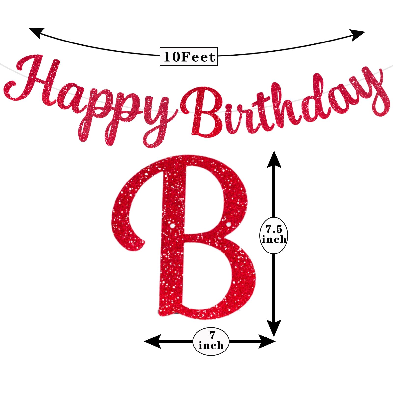 Snapklik.com : Accevo Red Glitter Happy Birthday Banner
