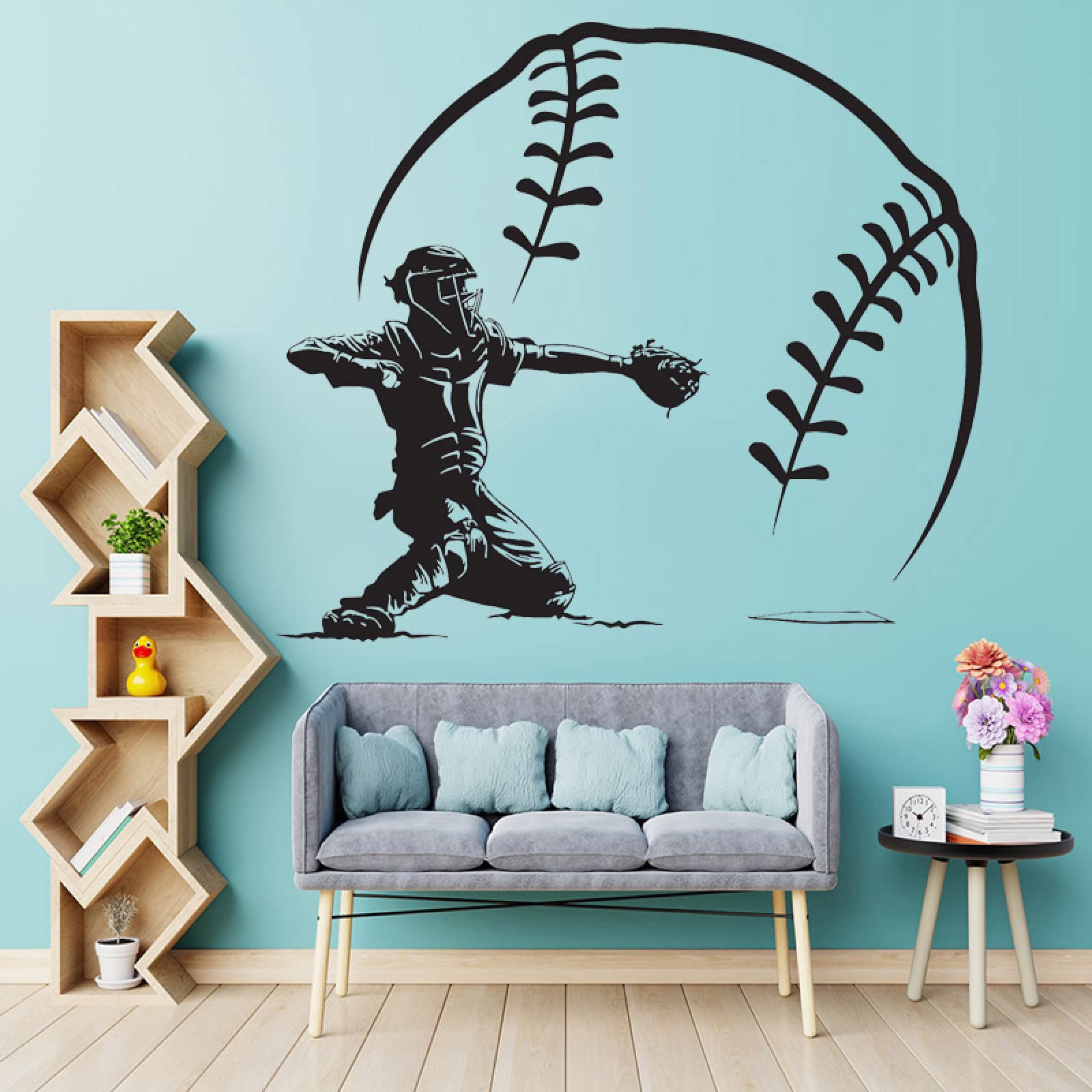 Baseball Wall Decal Baseball Ball Cracked Wall Sport Game Kids Room
