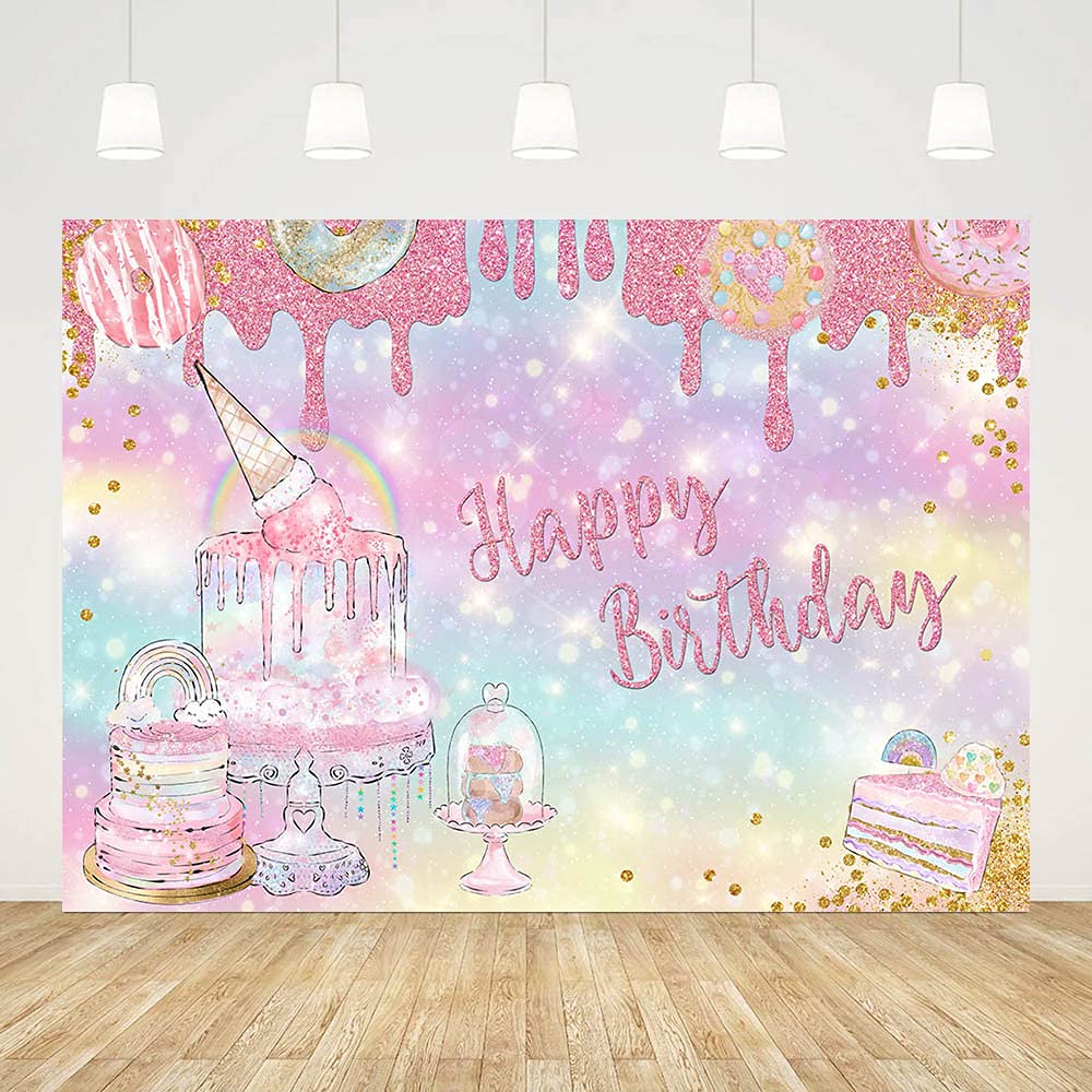 Buy ABLIN 7x5ft Happy Birthday Backdrop for Women Donut Ice Cream Party ...