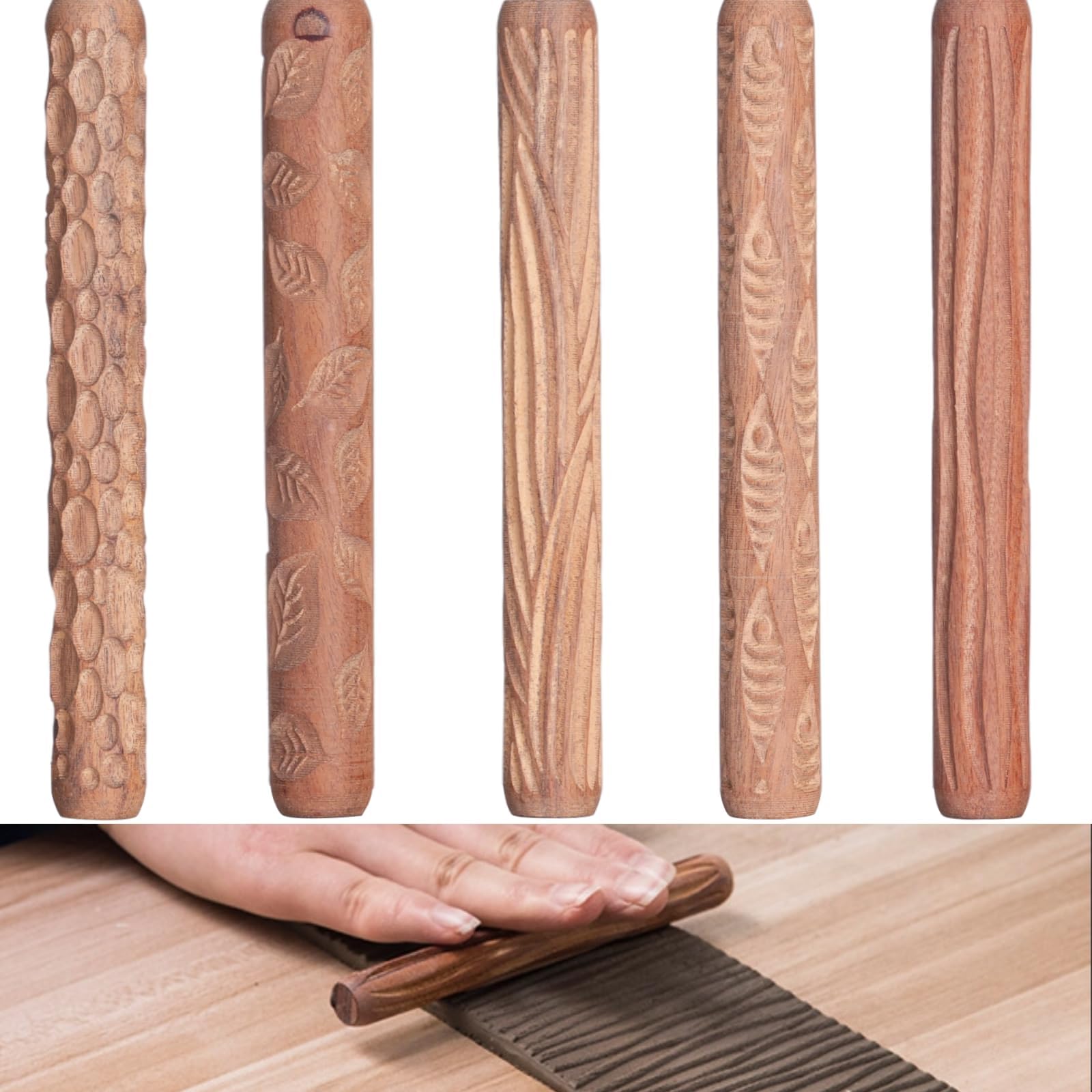 Amazon.com: Varku 5PCS Clay Modeling Pattern Rollers Kit, Pottery Tools ...