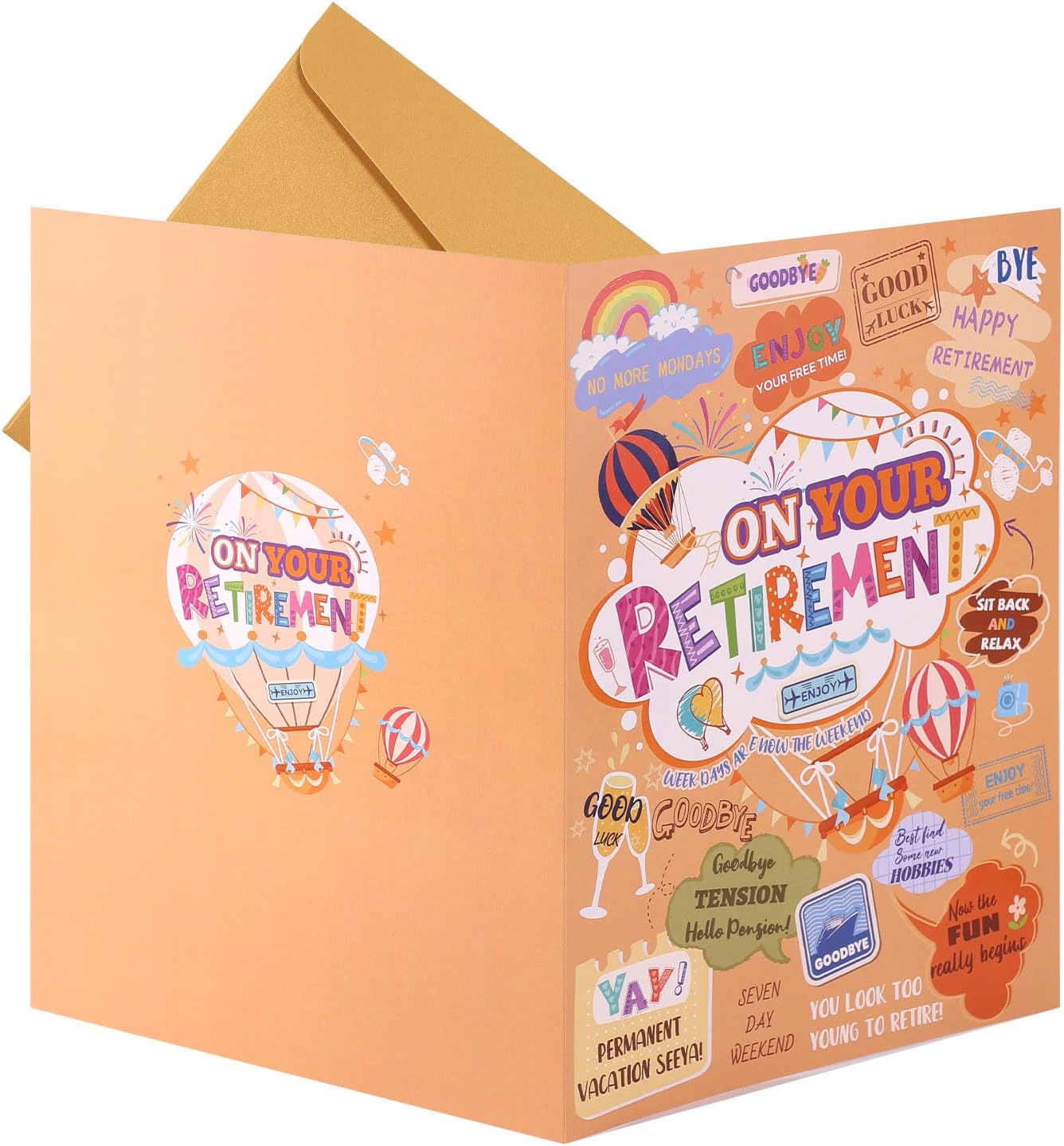 Amazon.com : lasuroa Jumbo Retirement Card, 15.75x10.63in Large ...