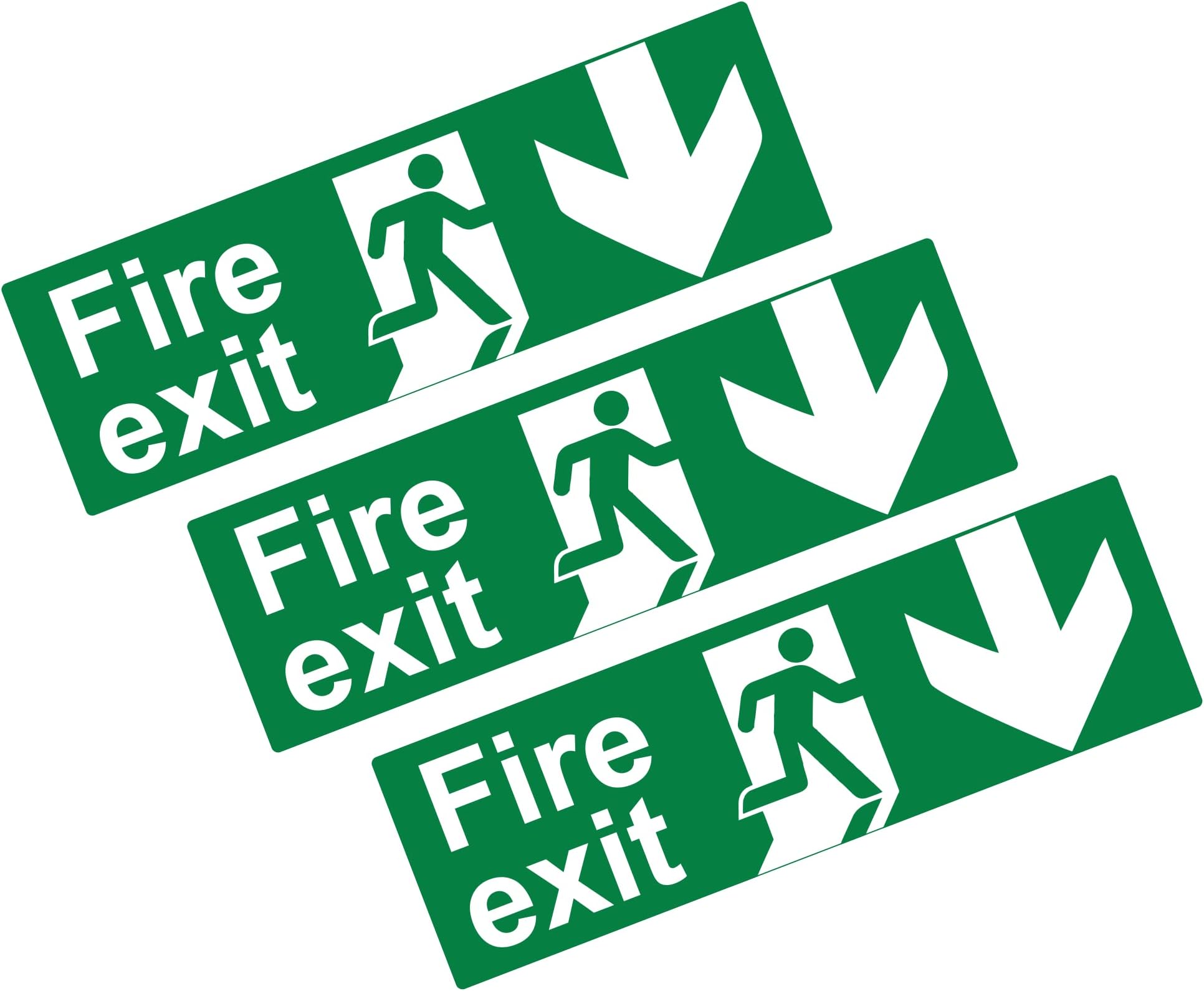 stcky Fire Exit Sign - 30cm x 10cm Ideal Sized Fire Exit Arrow Self ...