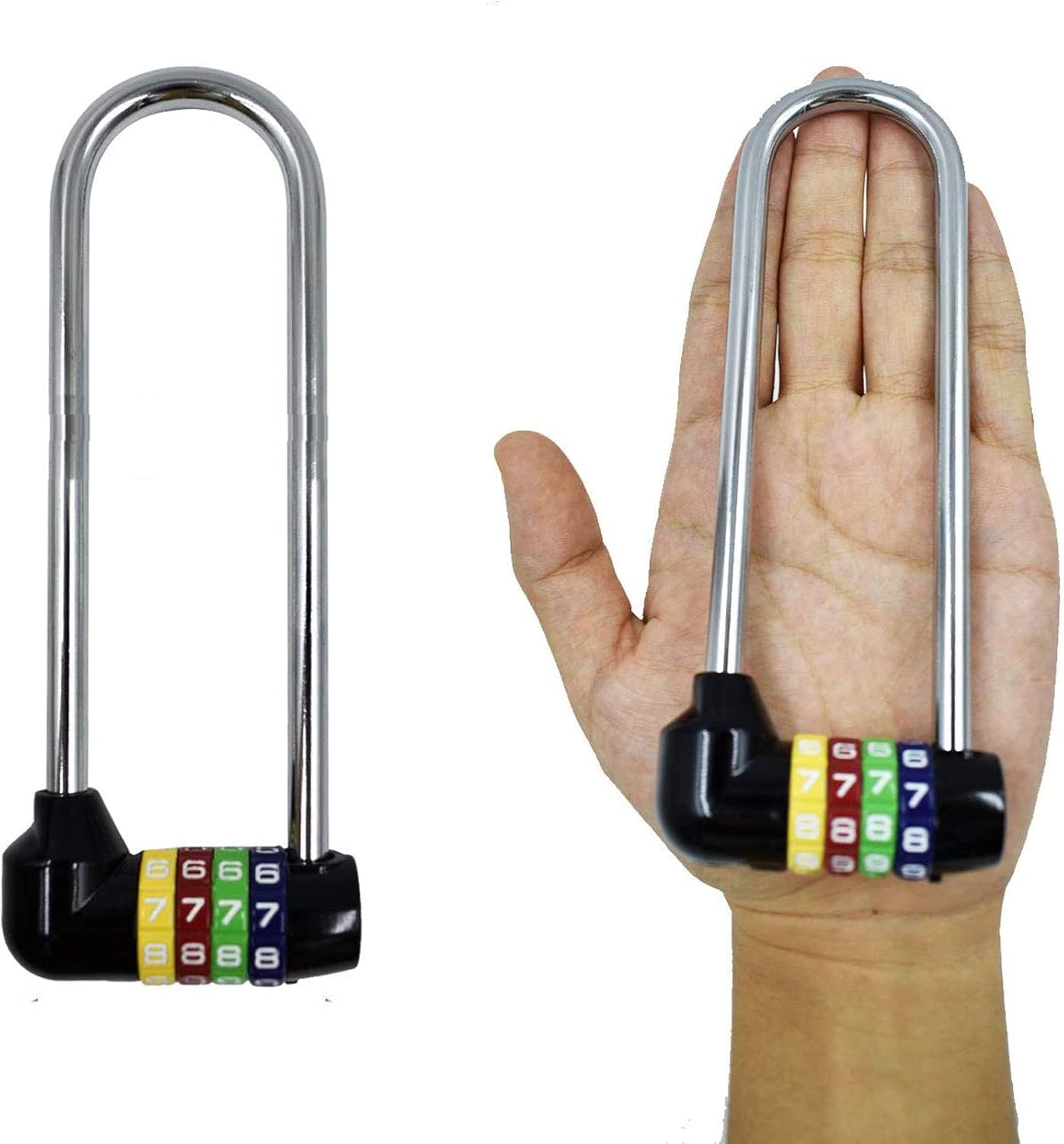 5 Inch (12.5cm) Long Shackle Beam Gym Locker Lock, 4 Digit Combination ...