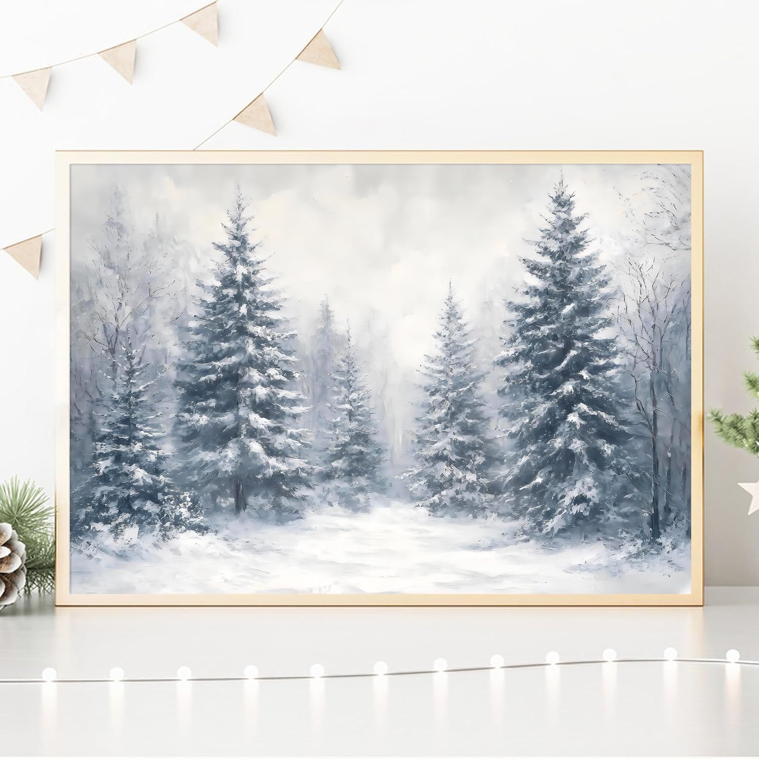 Amazon.com: Winter Mountain Landscape Wall Art Pine Forest Prints ...