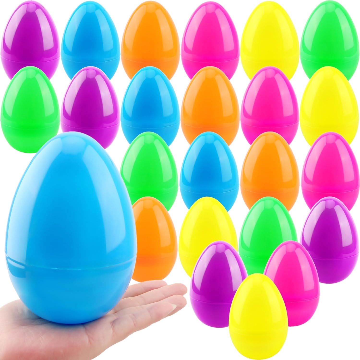 Amazon.com: Haconba 24 Pcs 5 inch Easter Eggs Colorful Large Plastic ...